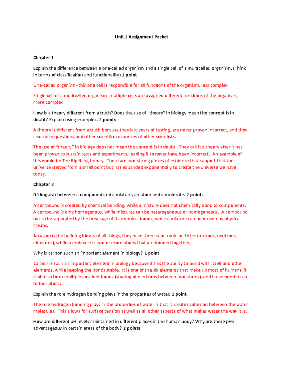 Unit 1 Assignment Packet - Unit 1 Assignment Packet Chapter 1 Explain ...