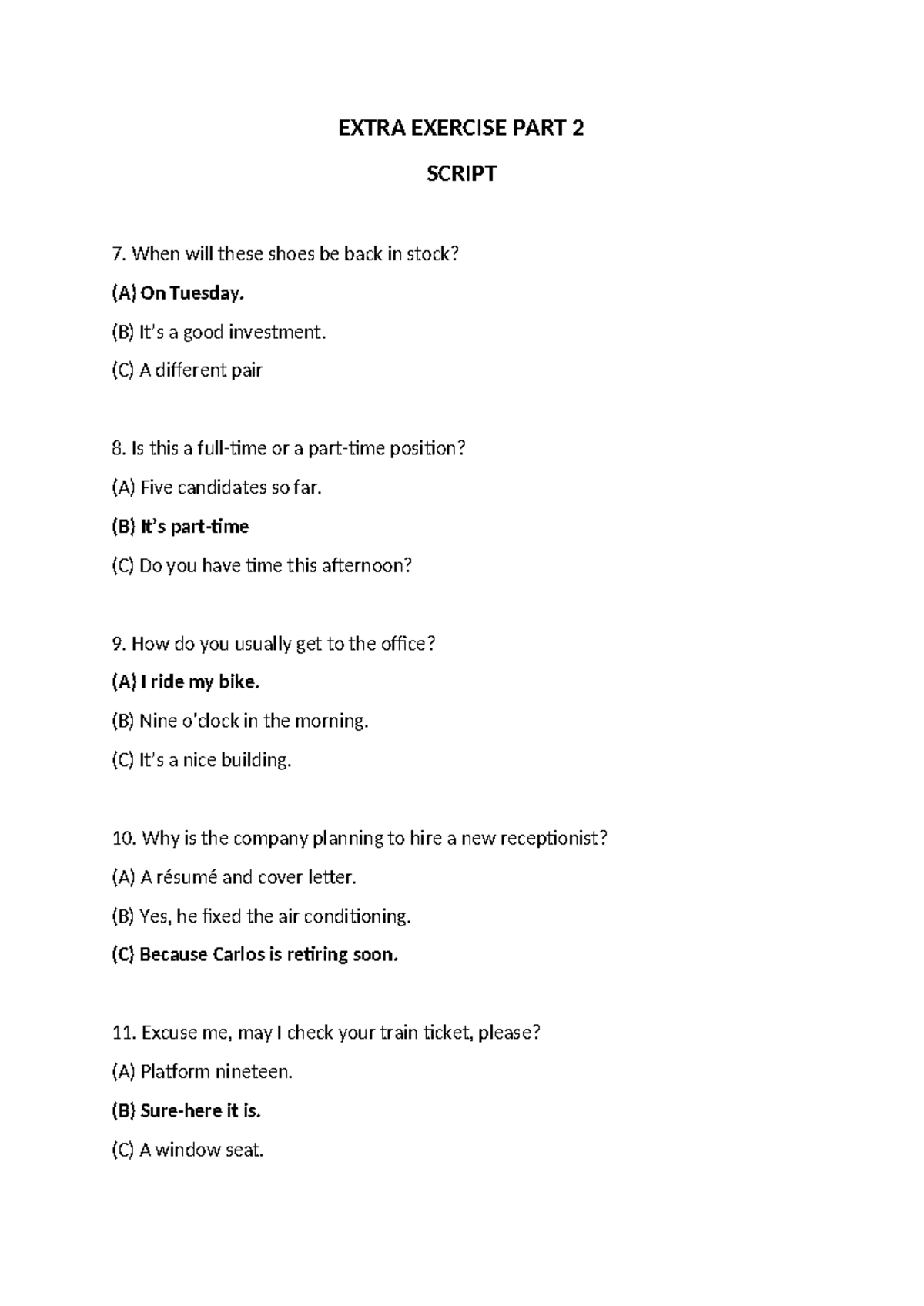 Extra Exercie - PART 2 - Script - EXTRA EXERCISE PART 2 SCRIPT When ...