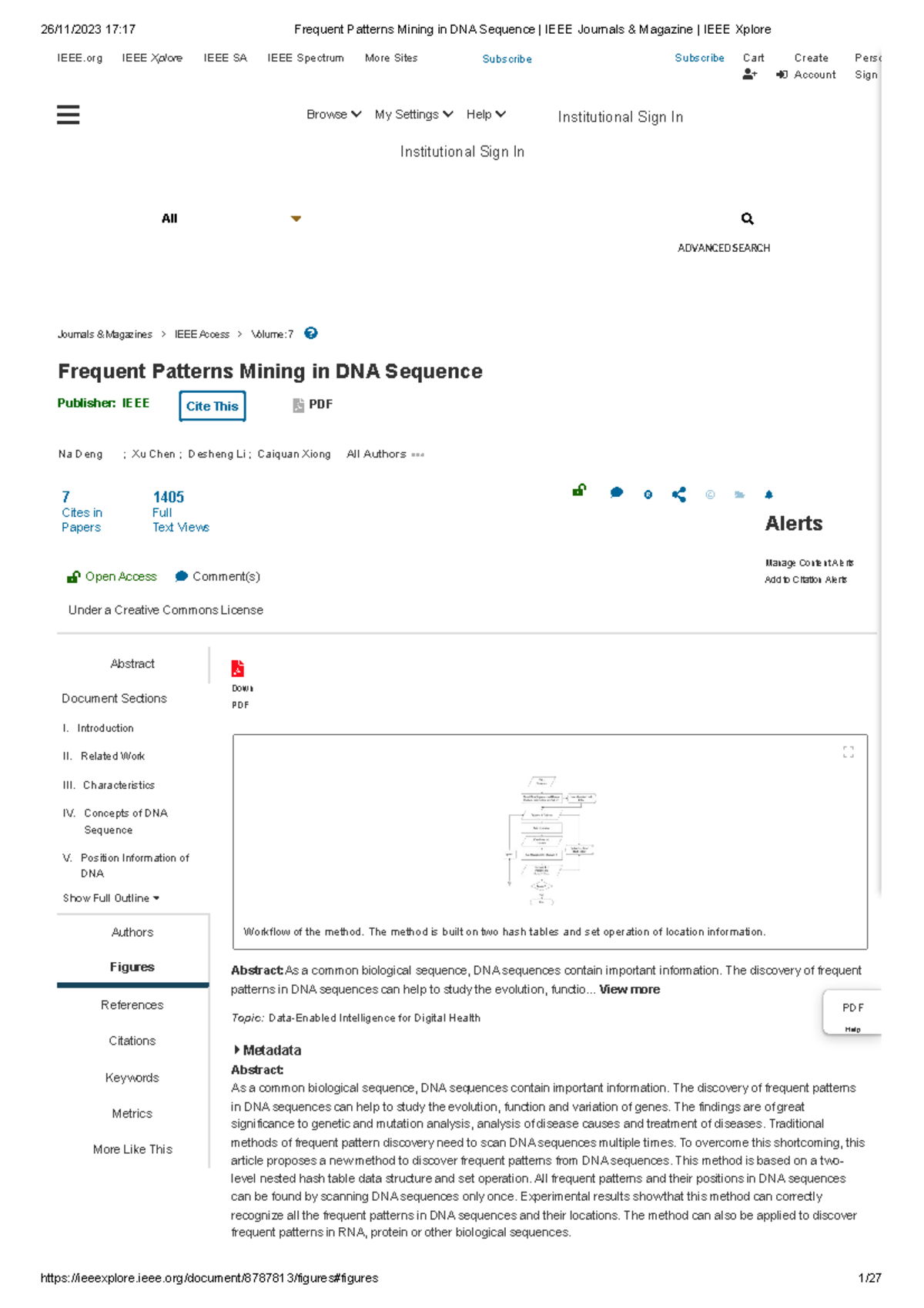 Frequent Patterns Mining in DNA Sequence IEEE Journals & Magazine IEEE ...