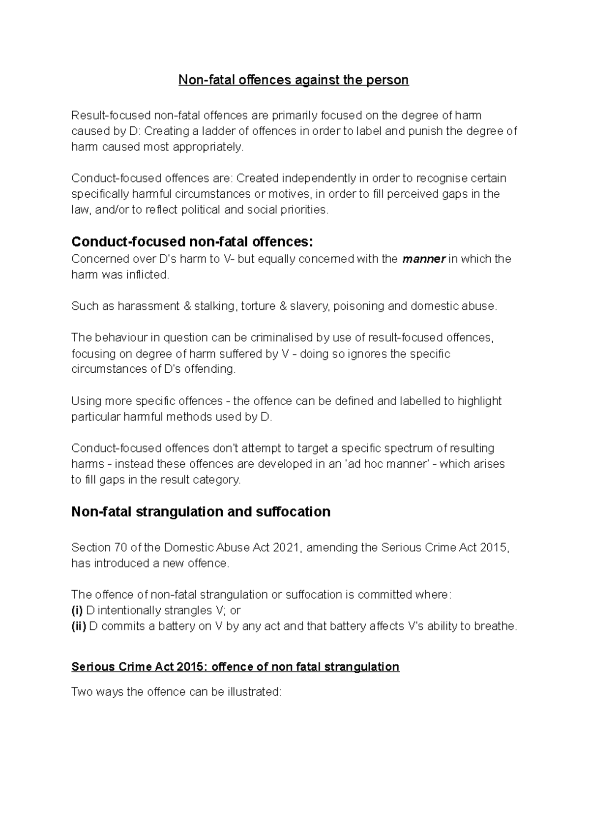 Non-fatal offences against the person 'conduct-based' - Non-fatal ...