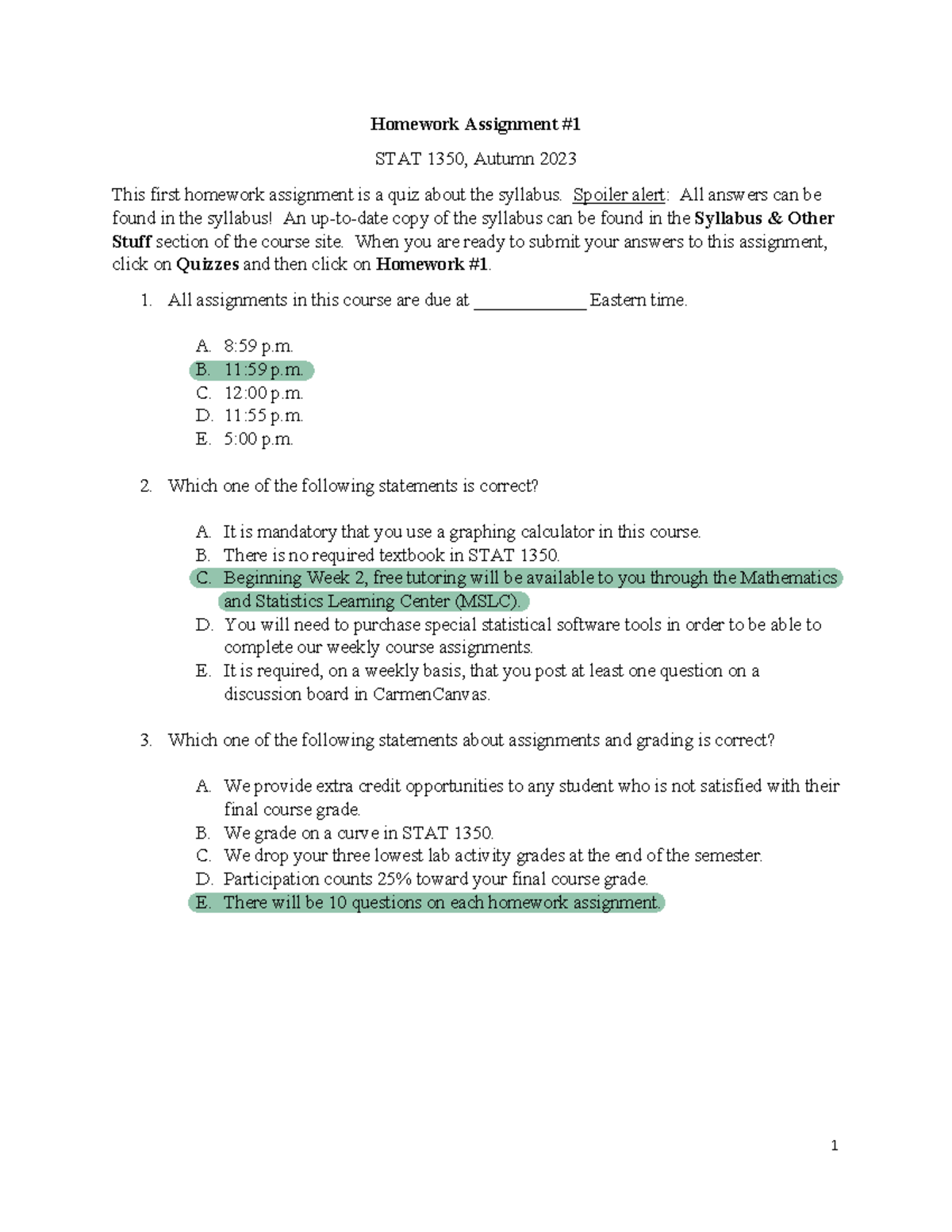 HW1 AU23 - Homework 2 - 1 Homework Assignment # STAT 1350, Autumn 2023 This first homework - Studocu