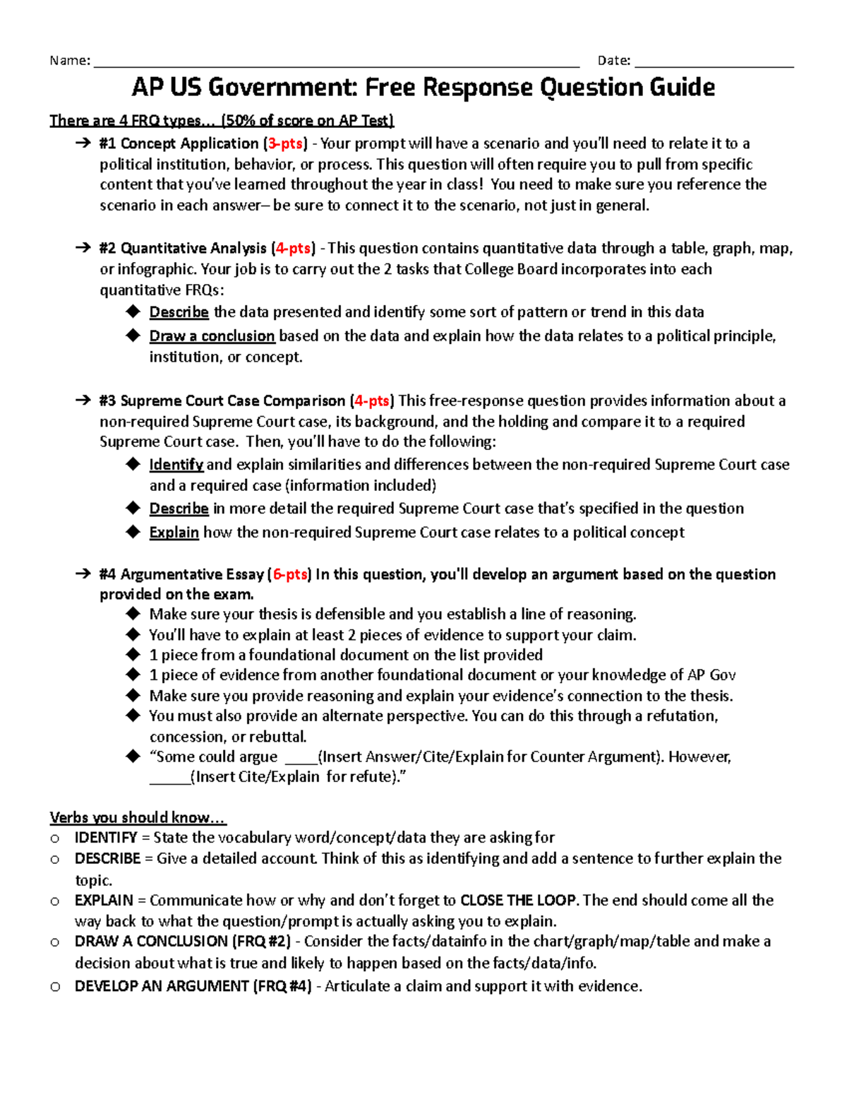 Unit 2 Practice Questions - Name