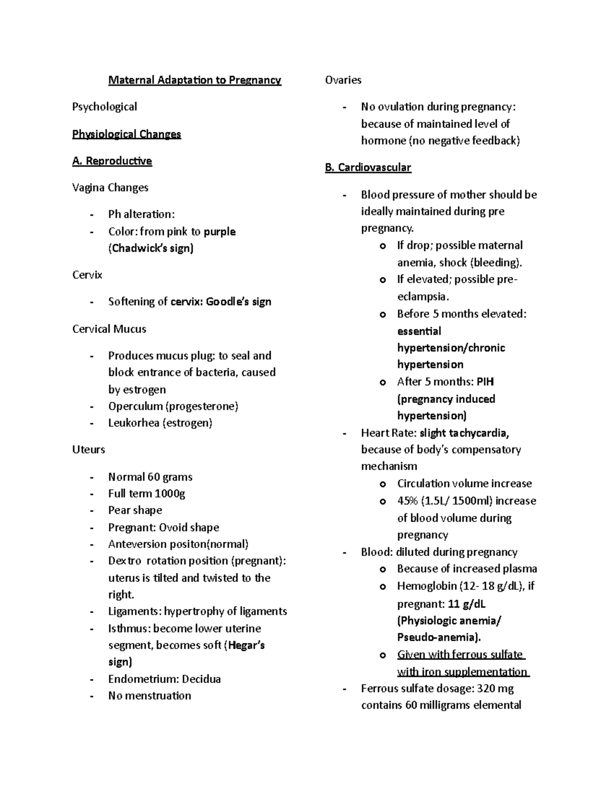Maternal Adaptation to Pregnancy - Maternal Adaptation to Pregnancy ...