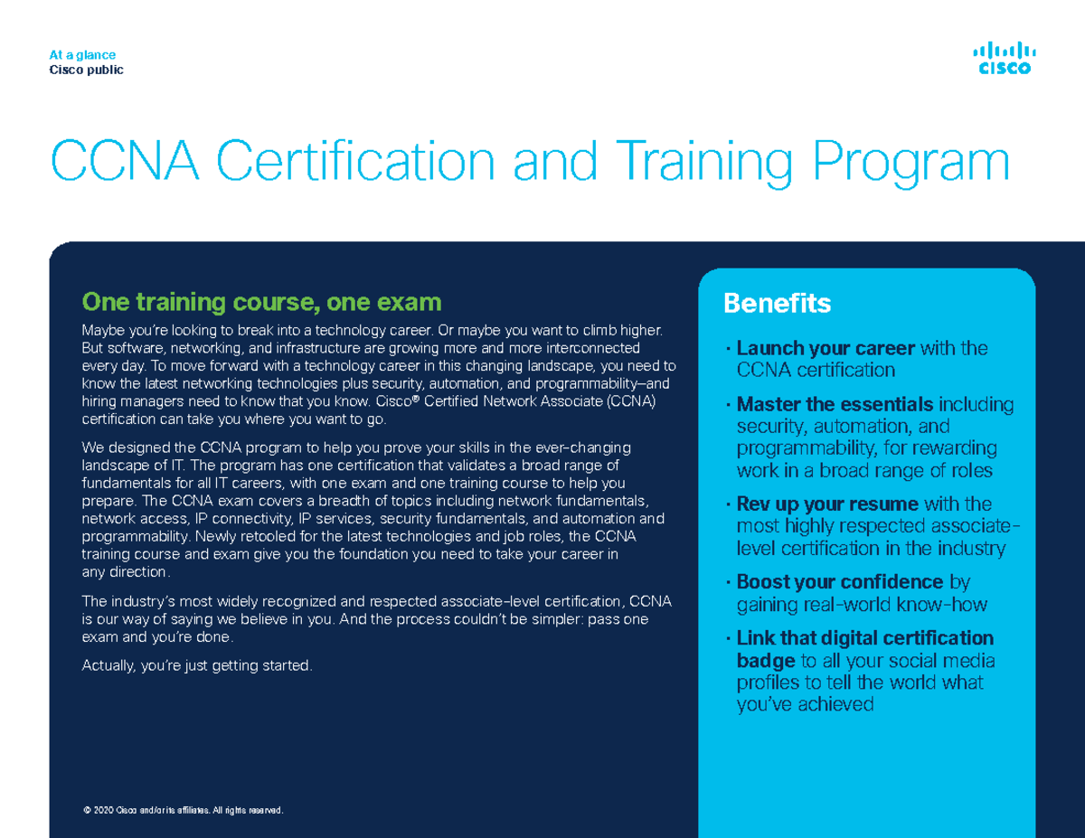 Ccna at a glance - lecture note - At a glance Cisco public CCNA Certification and Training ...