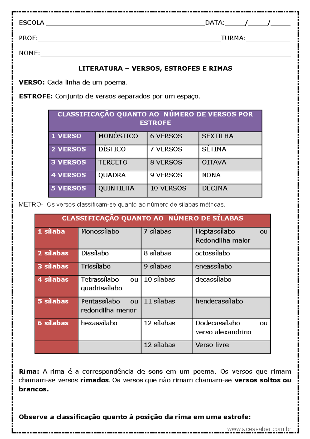 Rimas - ESCOLA ___________________________________DATA:// - Studocu