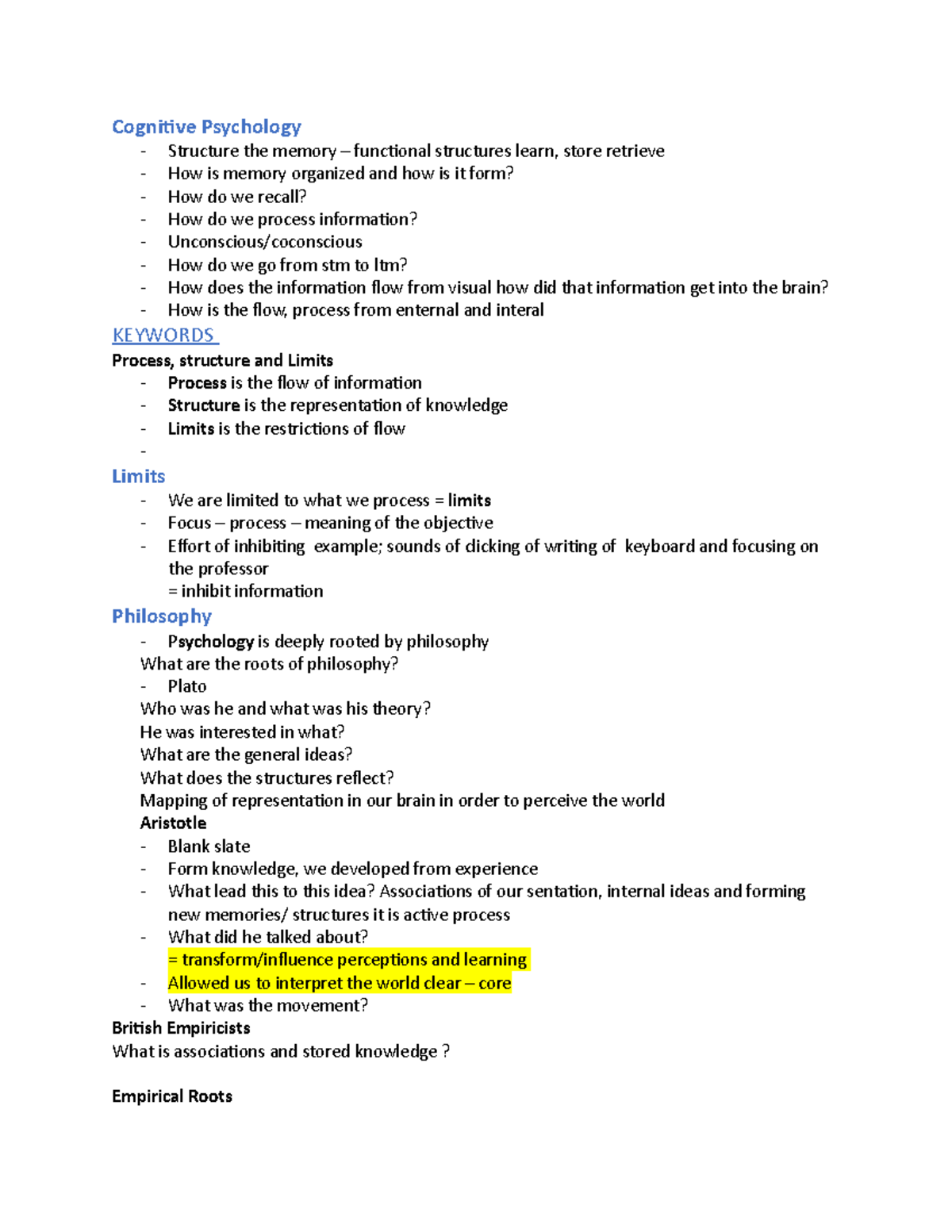 Cognitive Psychology - Cognitive Psychology Structure the memory ...
