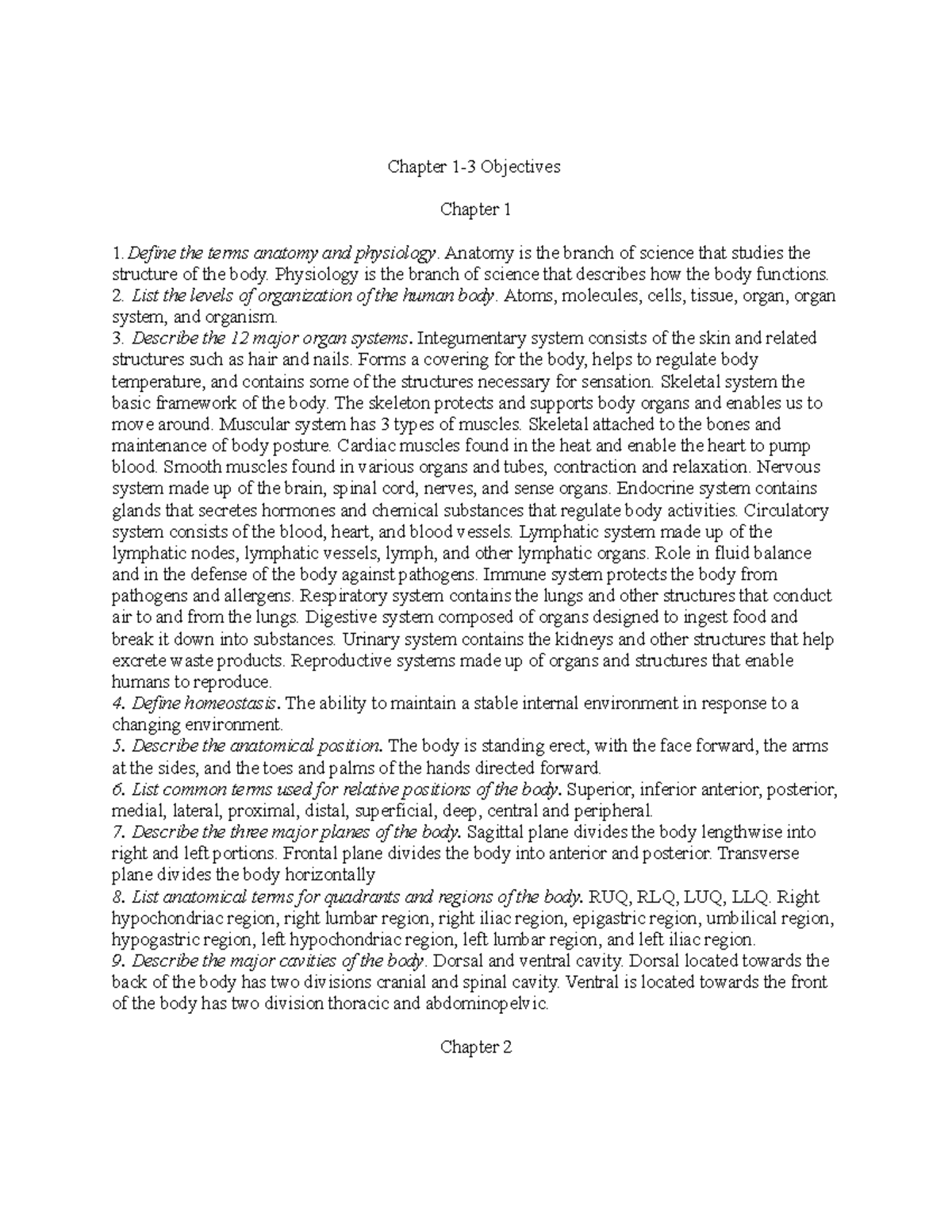 Chapter 1-3 objectives - Chapter 1-3 Objectives Chapter 1 1 the terms ...