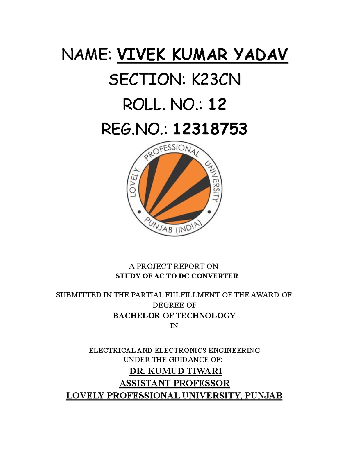 Vivek Kumar Yadav( Workshop Report)UJ6J6NJ6JNM - NAME: VIVEK KUMAR ...