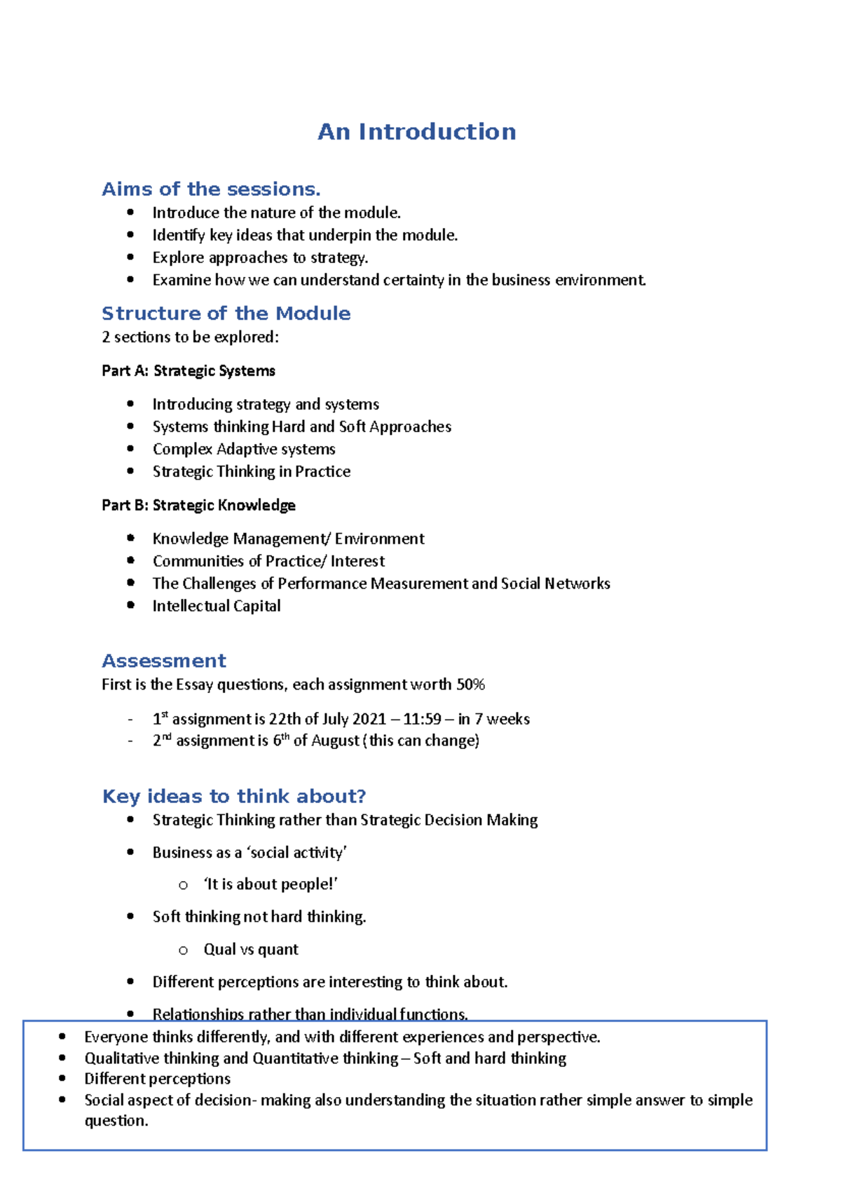 Session 1 - Notes - An Introduction Aims of the sessions. Introduce the ...
