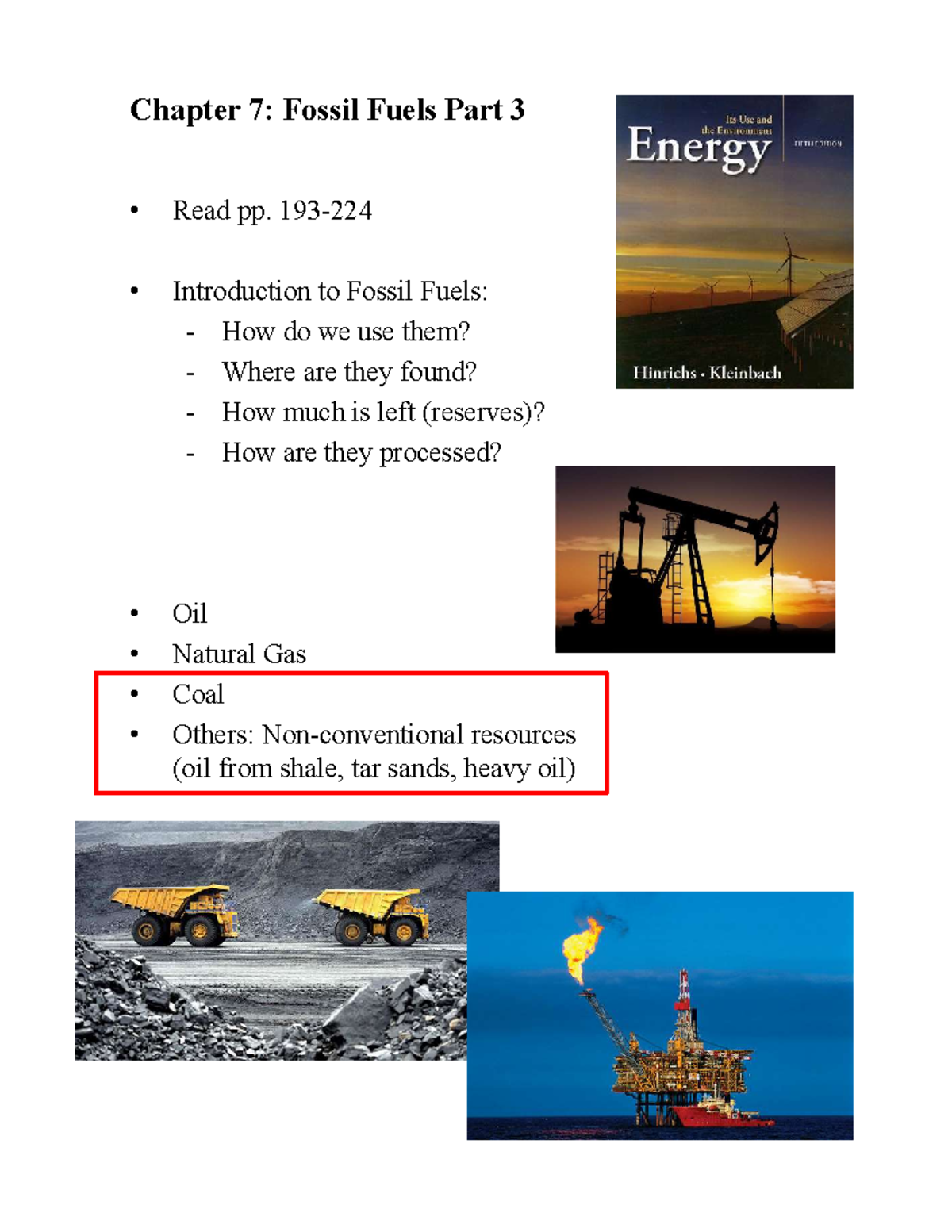 Fossil Fuels Intro W2021 Part 3 - Chapter 7: Fossil Fuels Part 3 Read ...