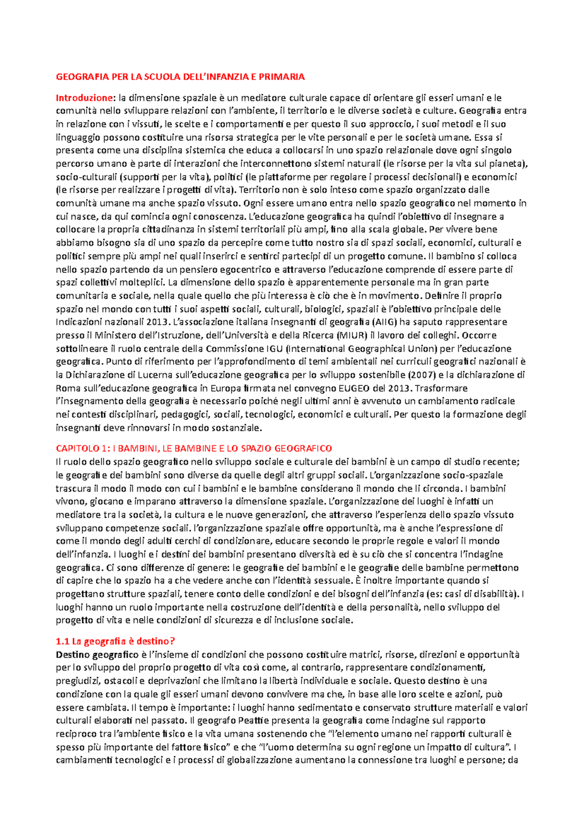 Il mio spazio del mondo - riassunto libro - GEOGRAFIA PER LA SCUOLA ...