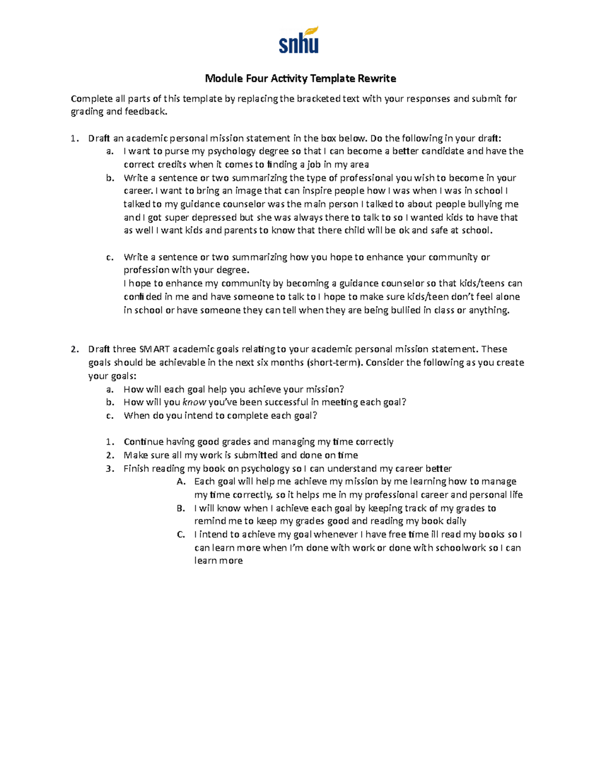 Module Four Activity Template Rewrite - 1. Draft an academic personal ...