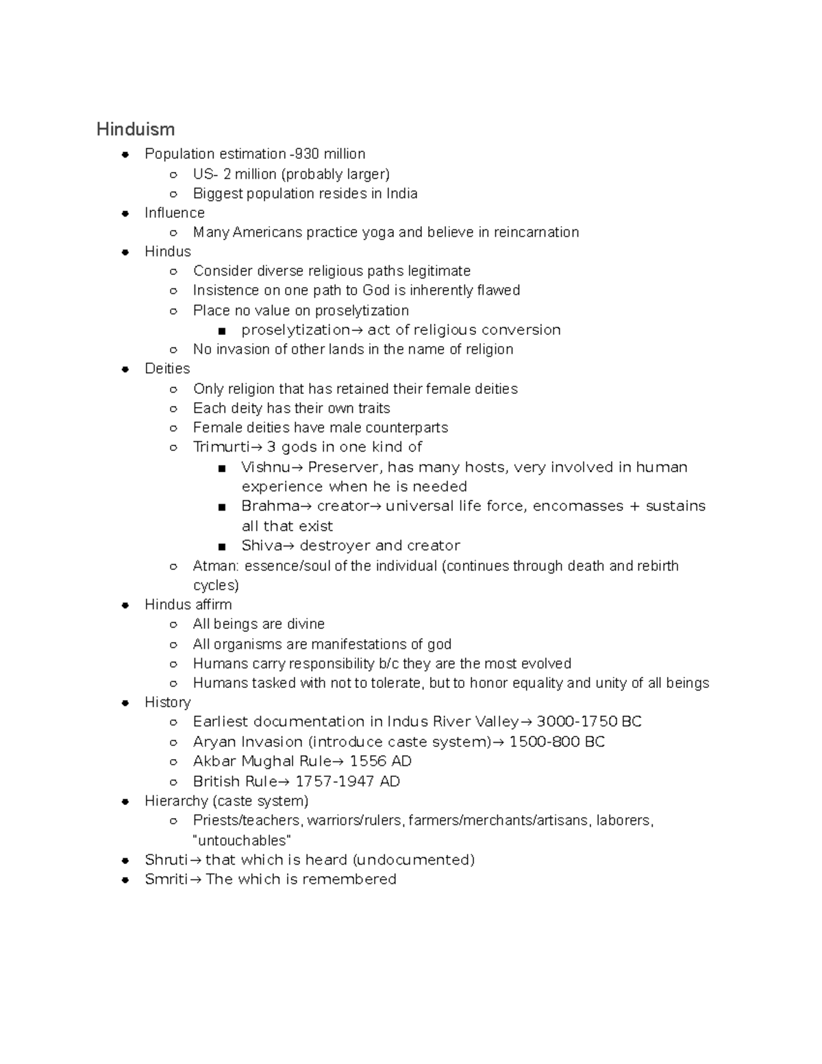 Hinduism Lecture Notes - Hinduism Population estimation -930 million US ...