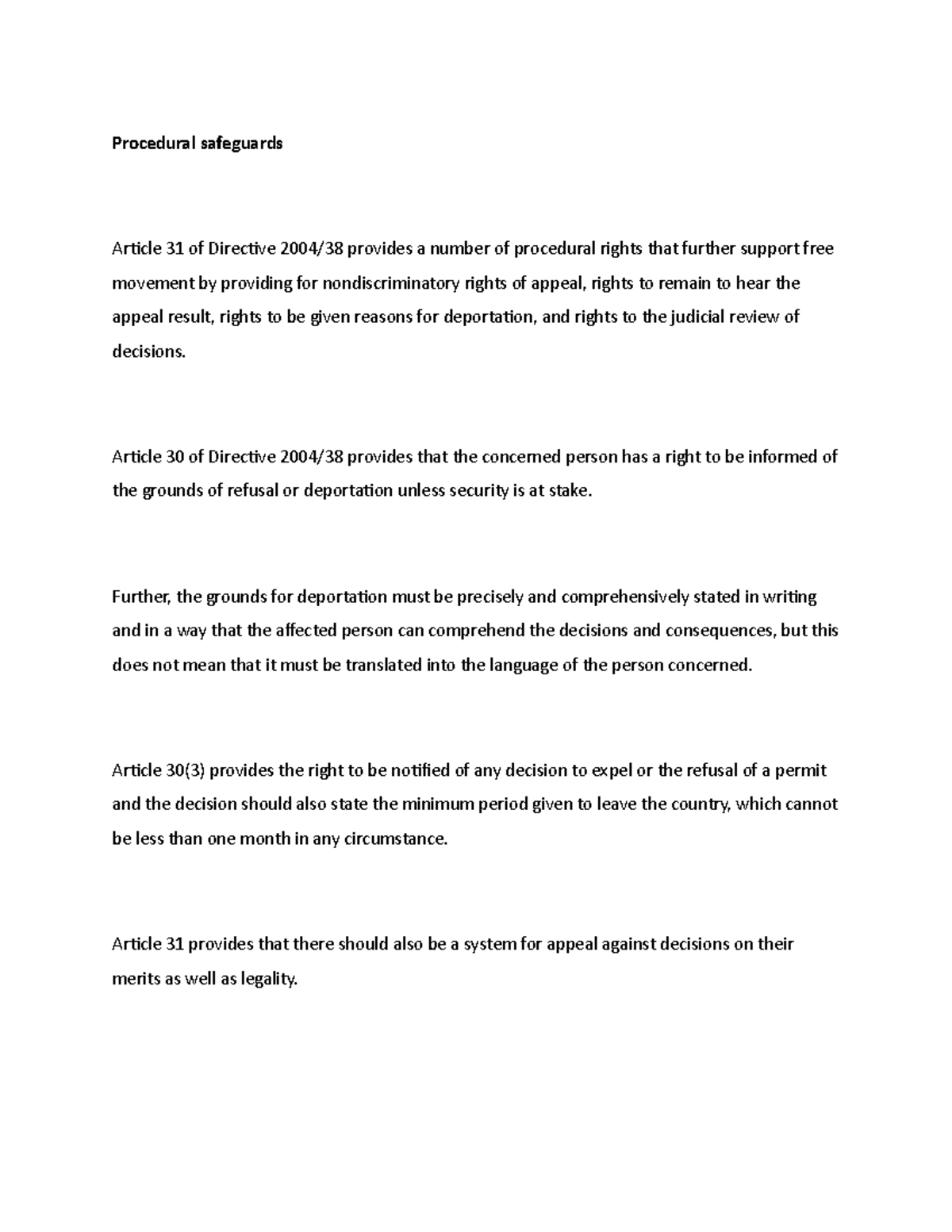 Procedural safeguards - Procedural safeguards Article 31 of Directive ...