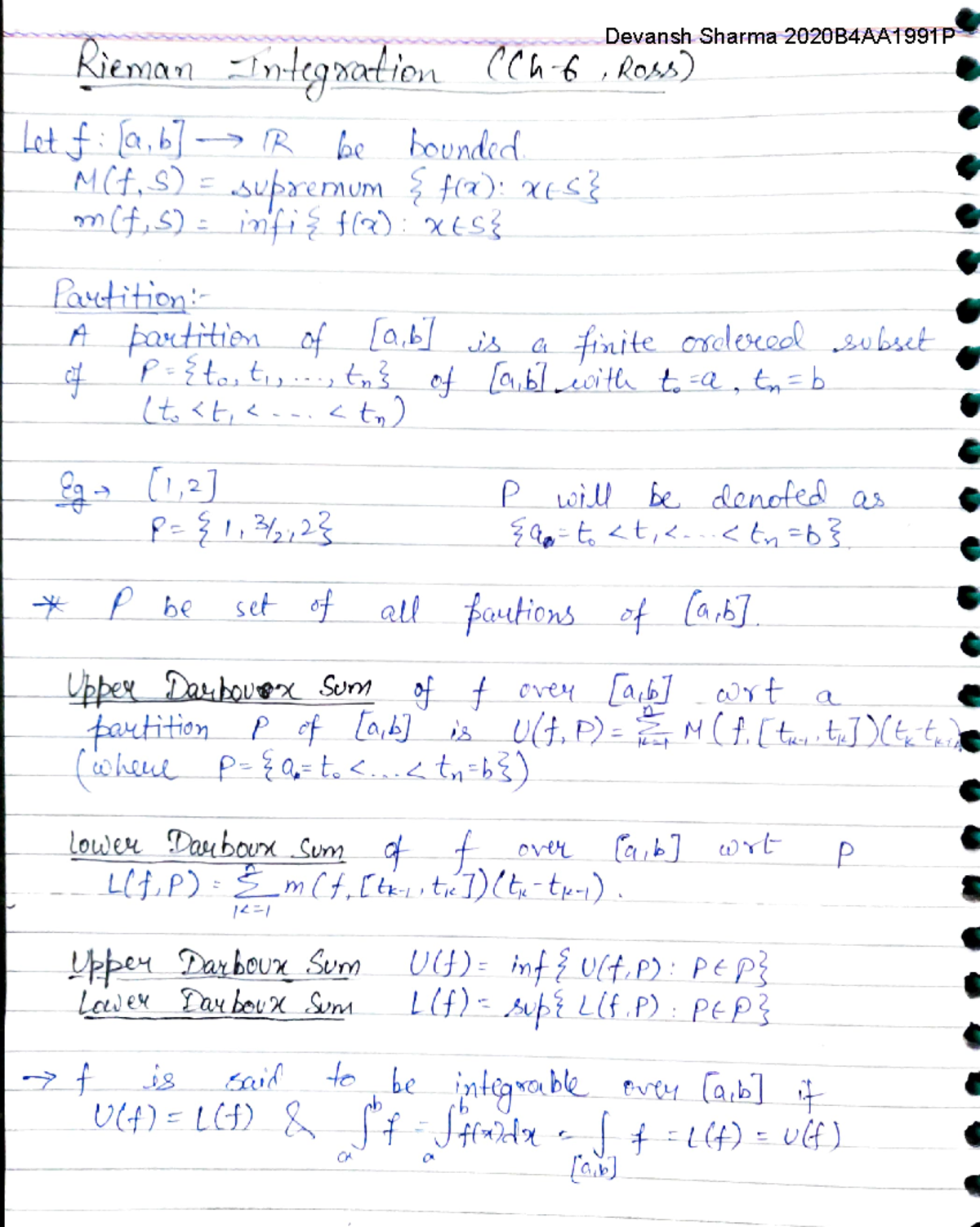 Module-8 Ch-6 Riemann Integration - Rieman Itegmartien (Ch66,Ross) Let f: a, b R be MG, S ...