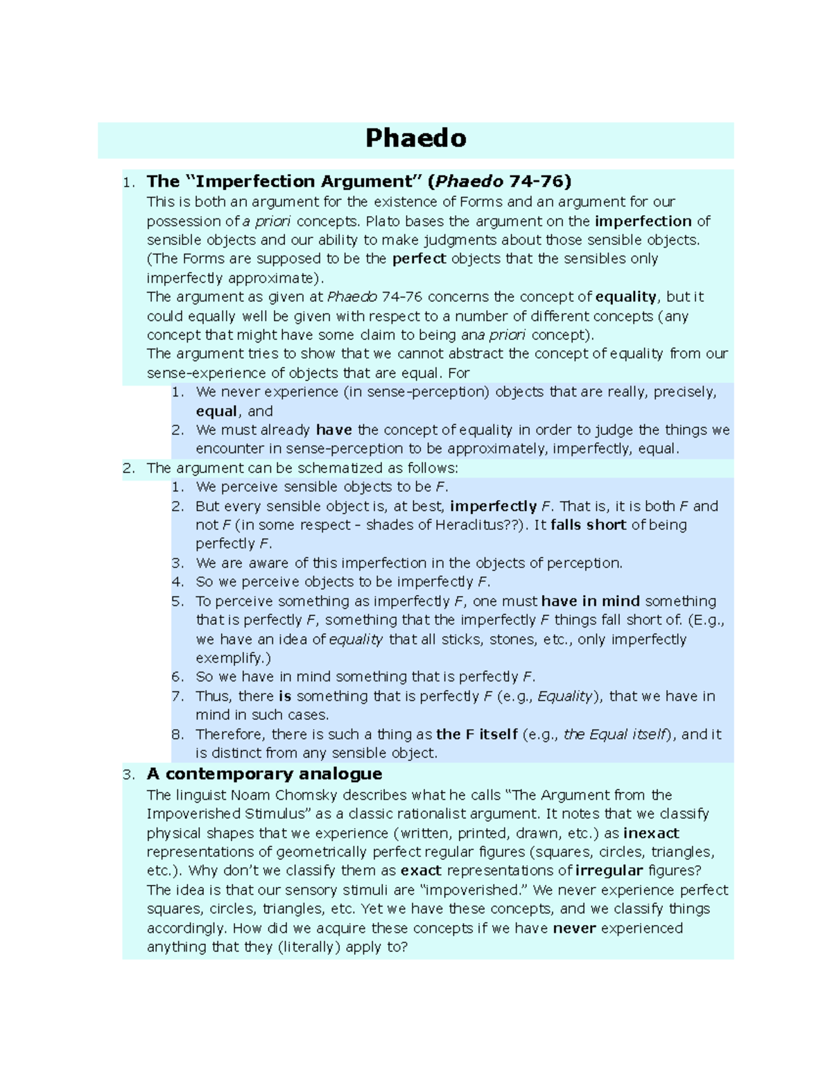 Phaedo - Phaedo 1. The “Imperfection Argument” (Phaedo 74-76) This is ...