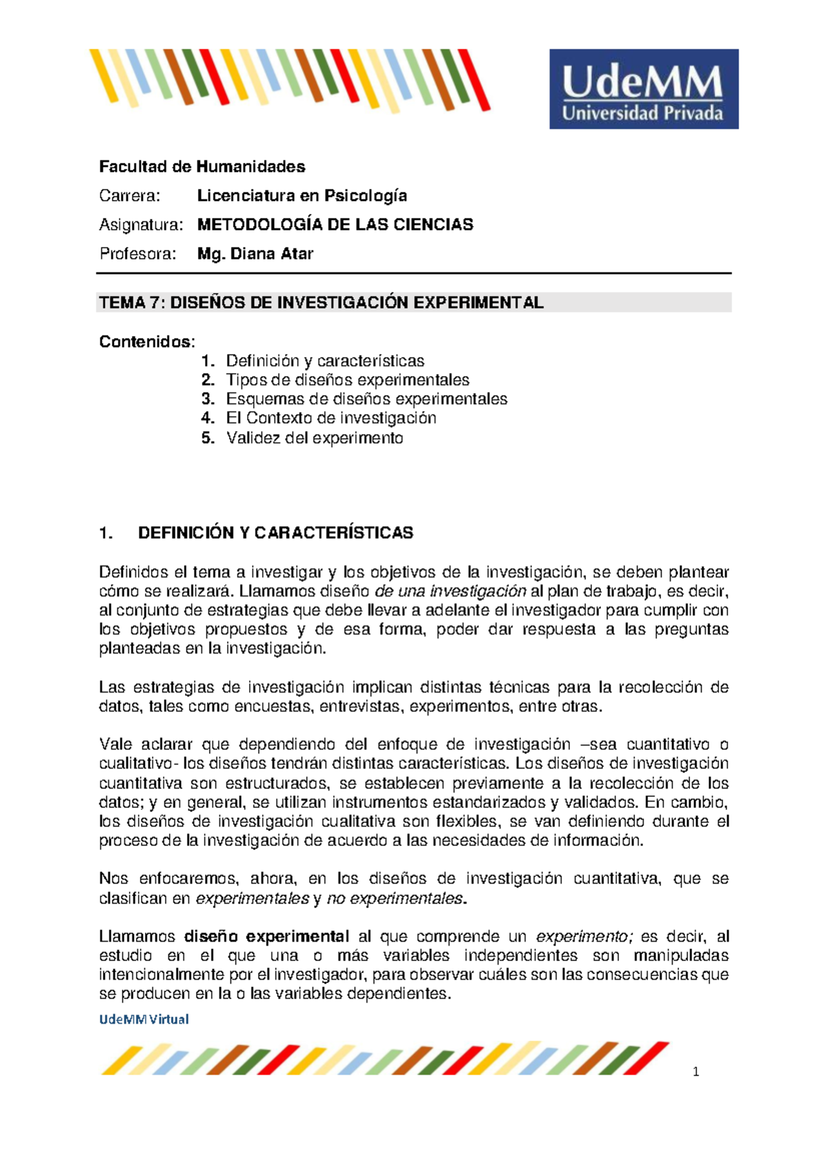 Tema 7 Diseños de investigación experimental - UdeMM Virtual Facultad ...