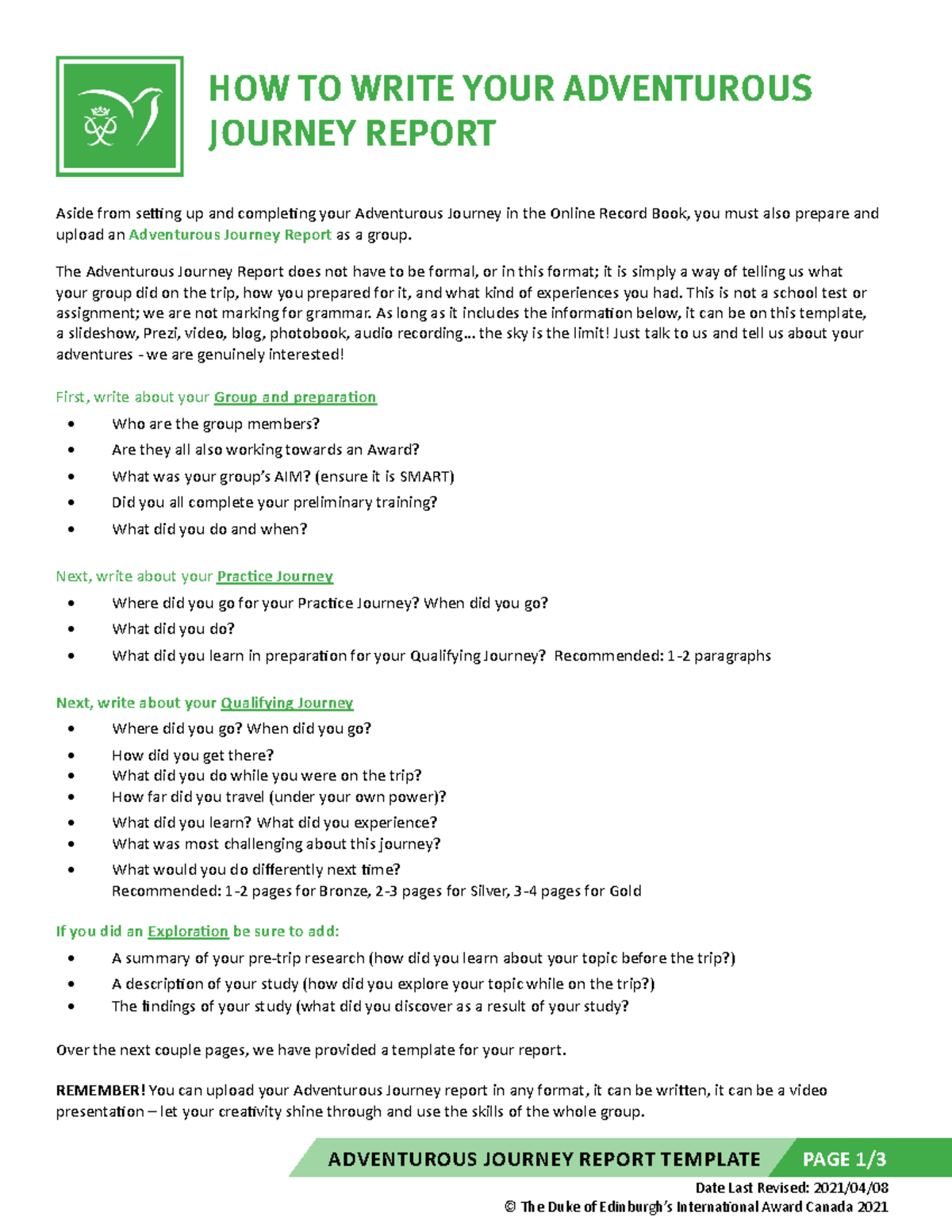 How to write your Adventurous Journey Report - HOW TO WRITE YOUR ...