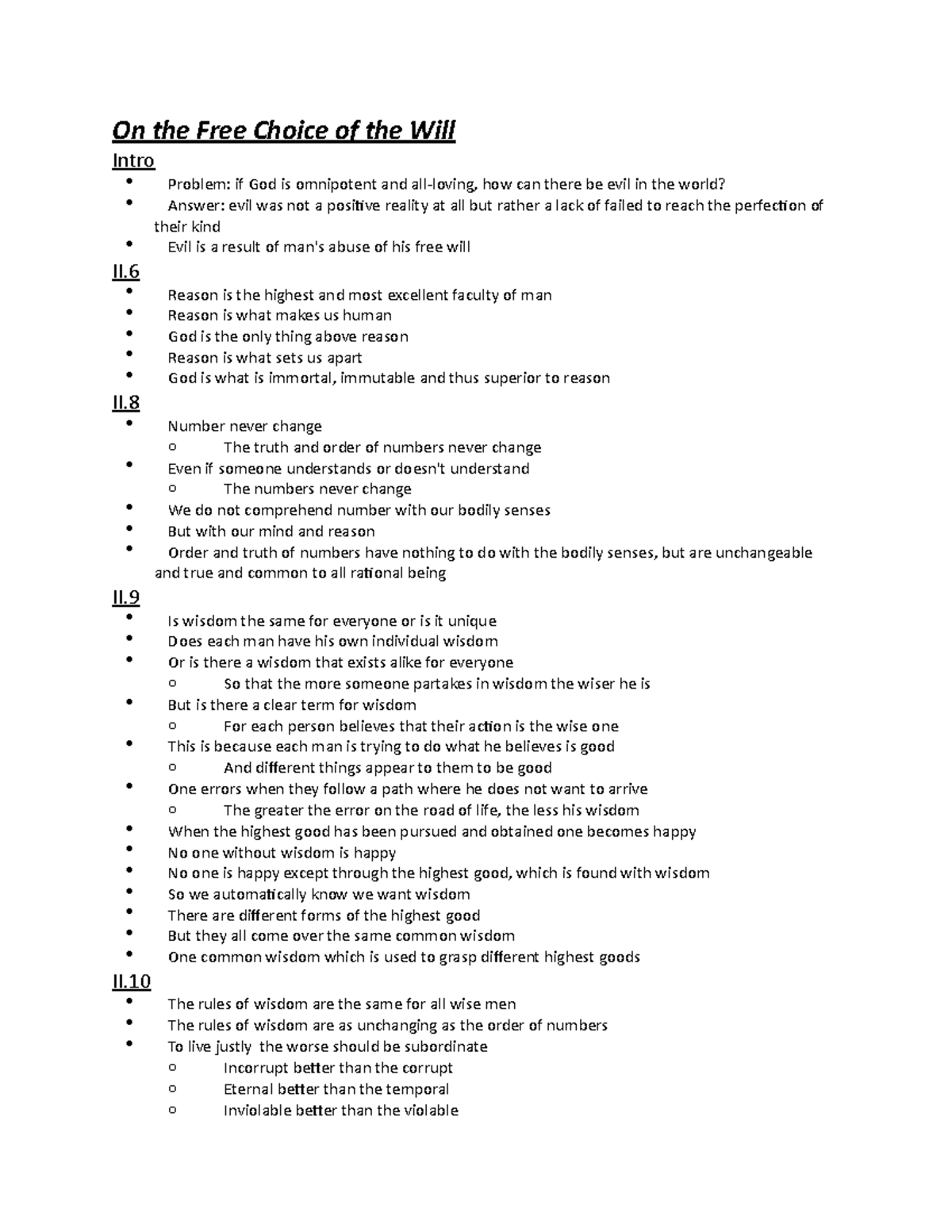 On the Free Choice of the Will Personal Notes - On the Free Choice of ...