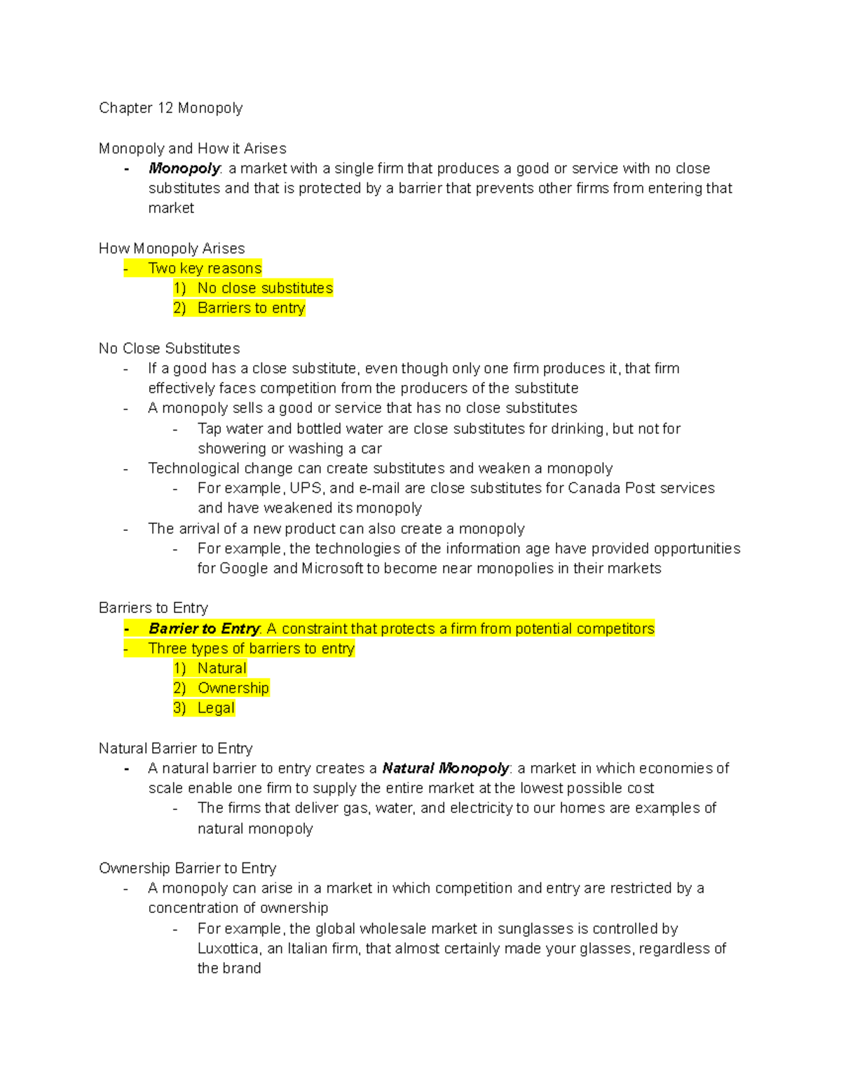 Chapter 12- 17 economic structure notes from textbook - Chapter 12 ...