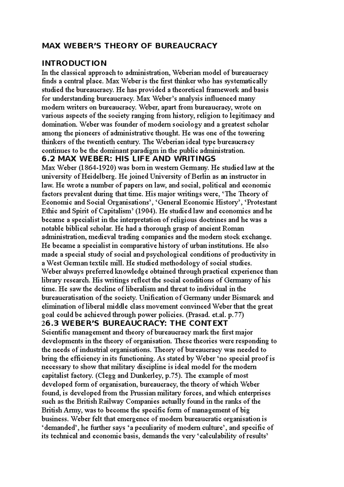 MAX Weber’S Theory OF Bureaucracy - MAX WEBER’S THEORY OF BUREAUCRACY ...