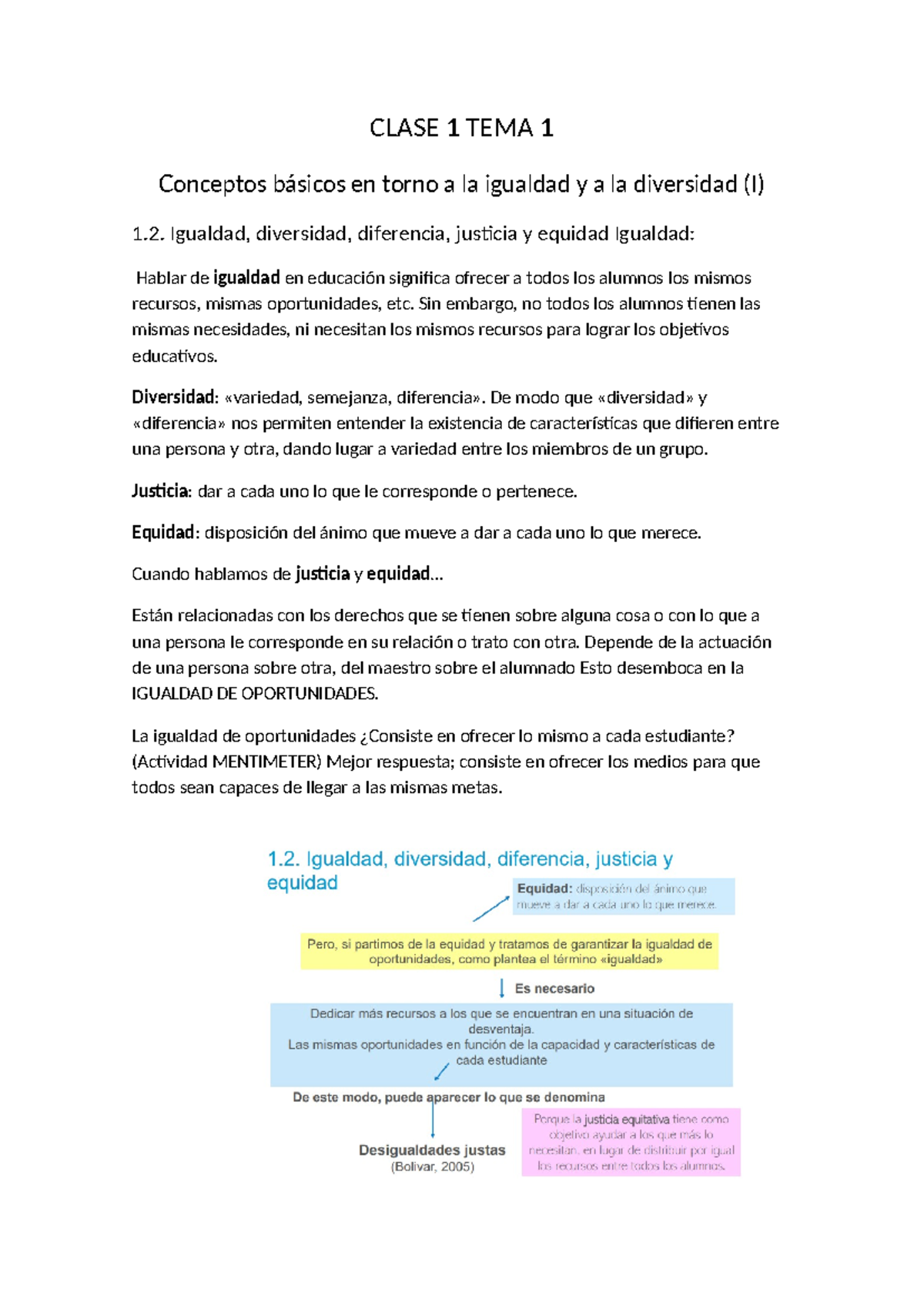 Tema 1 Clase 1 2 3 - CLASE 1 TEMA 1 Conceptos básicos en torno a la igualdad y a la diversidad ...