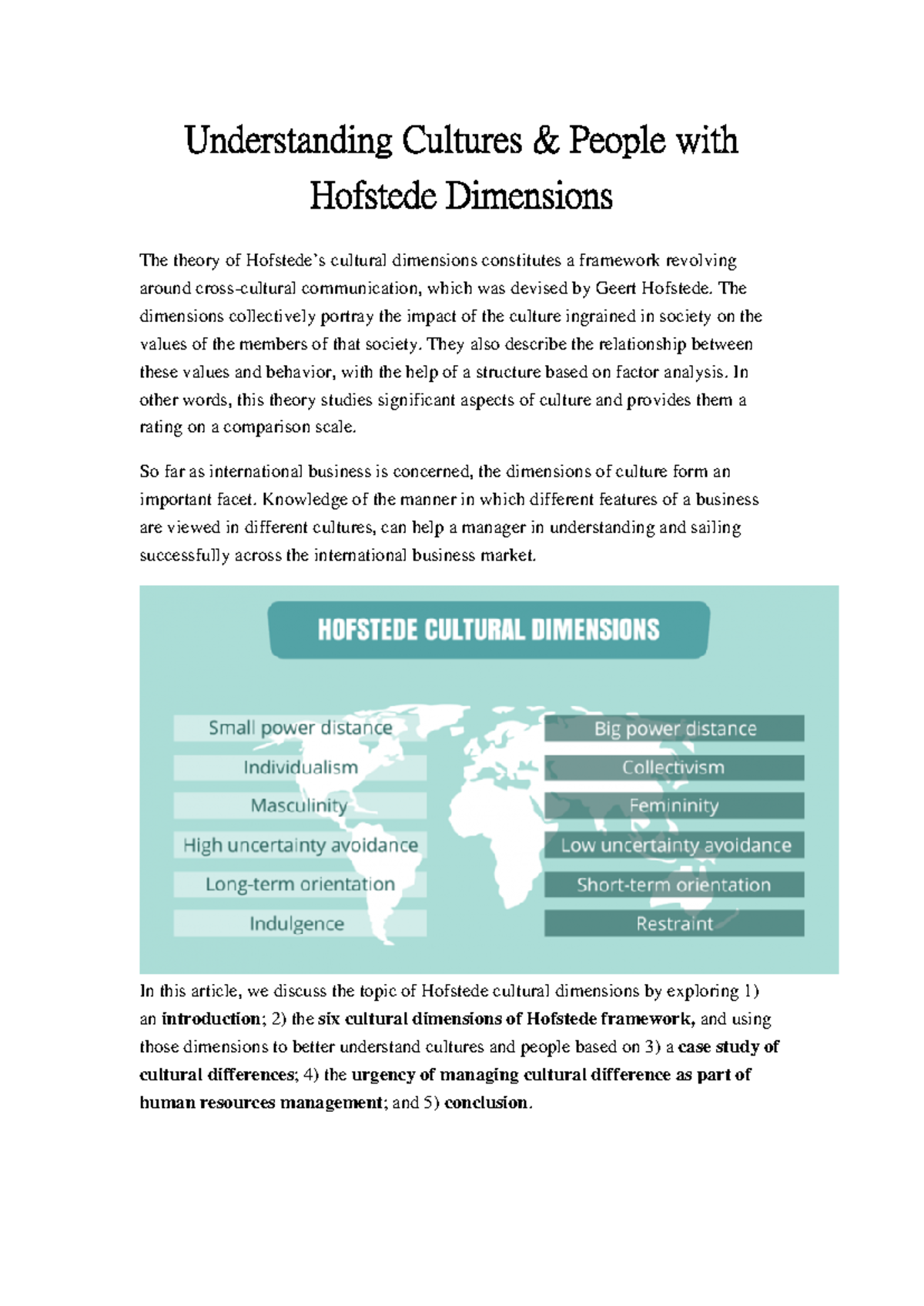 Understanding cultures and people with hofstede dimensions ...