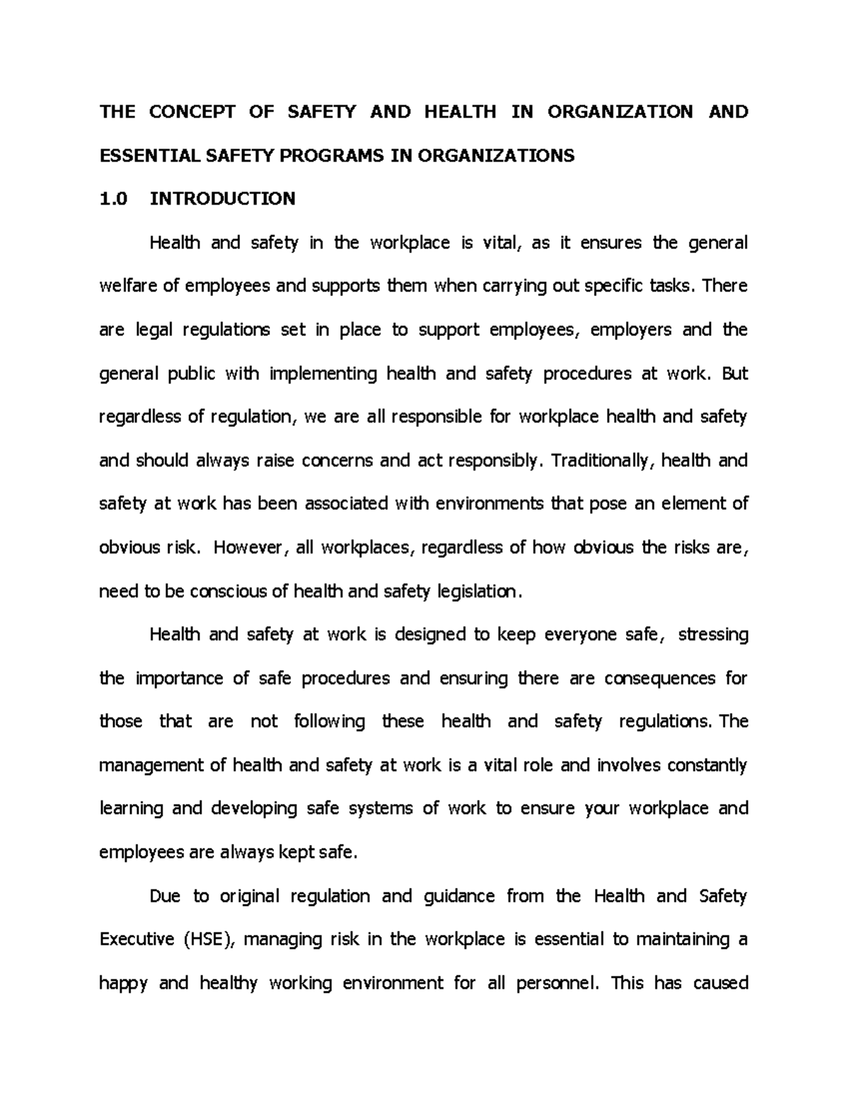 THE Concept OF Safety AND Health IN Organization AND Essential Safety ...