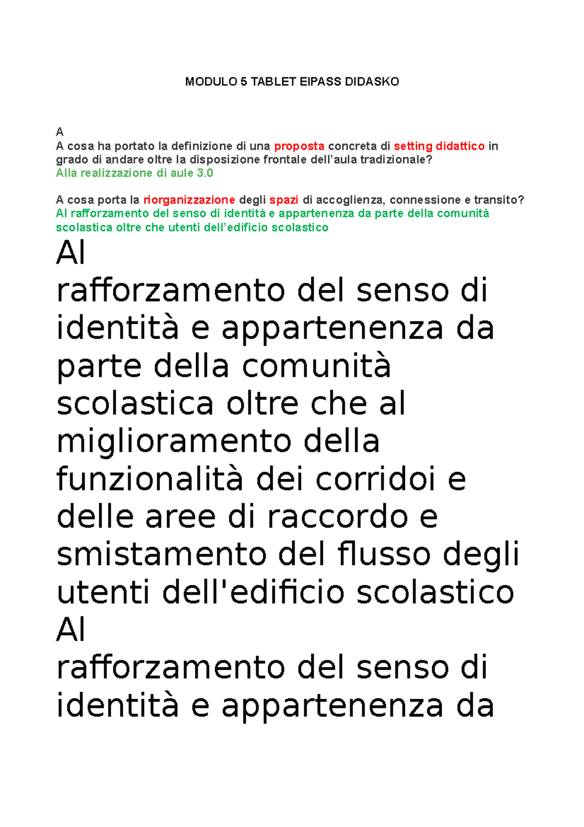 MOD 5 Tablet Eipass Didasko - MODULO 5 TABLET EIPASS DIDASKO A A cosa ha portato la definizione ...