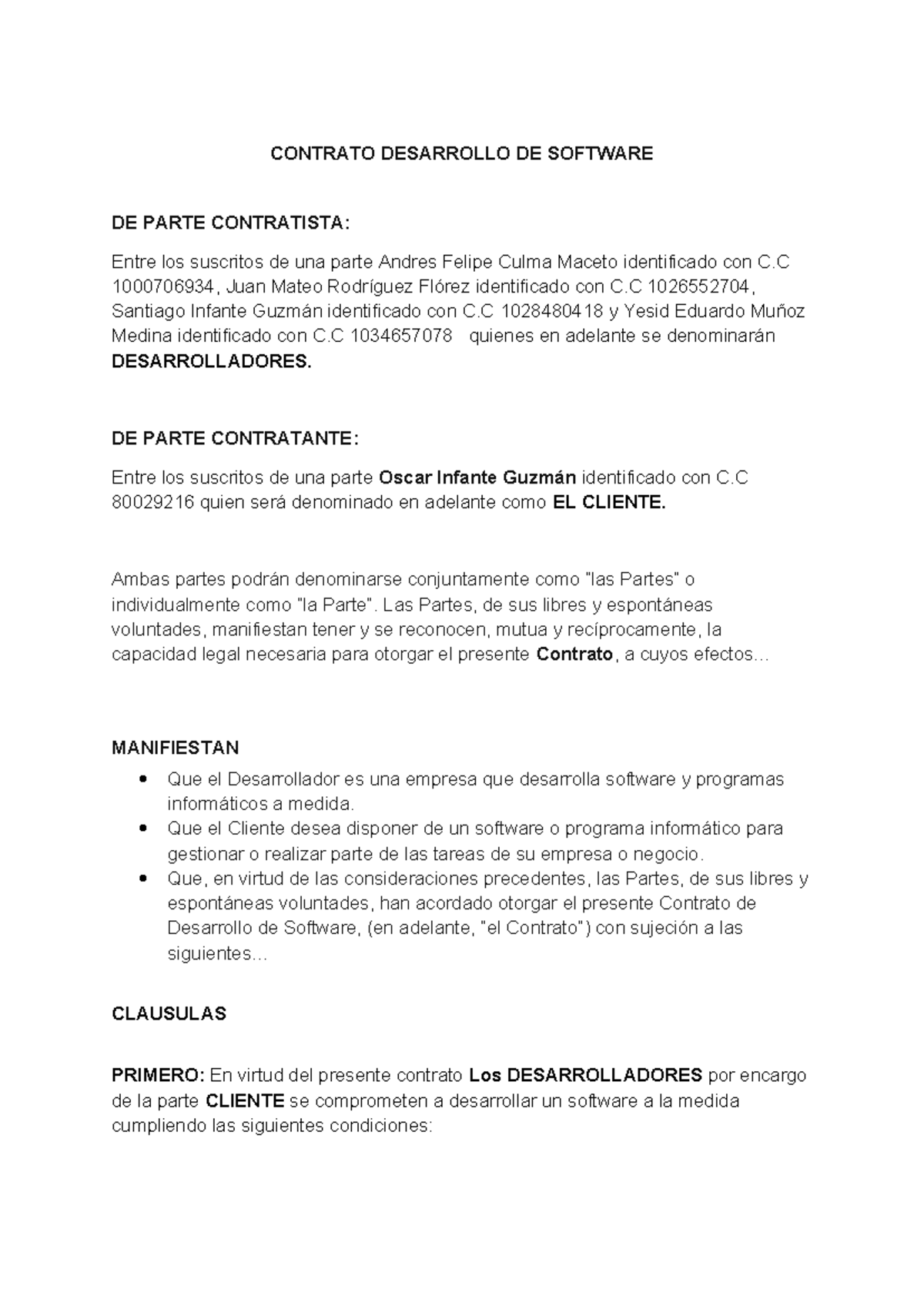 2826505 - Contrato Software - Proyecto S - CONTRATO DESARROLLO DE ...