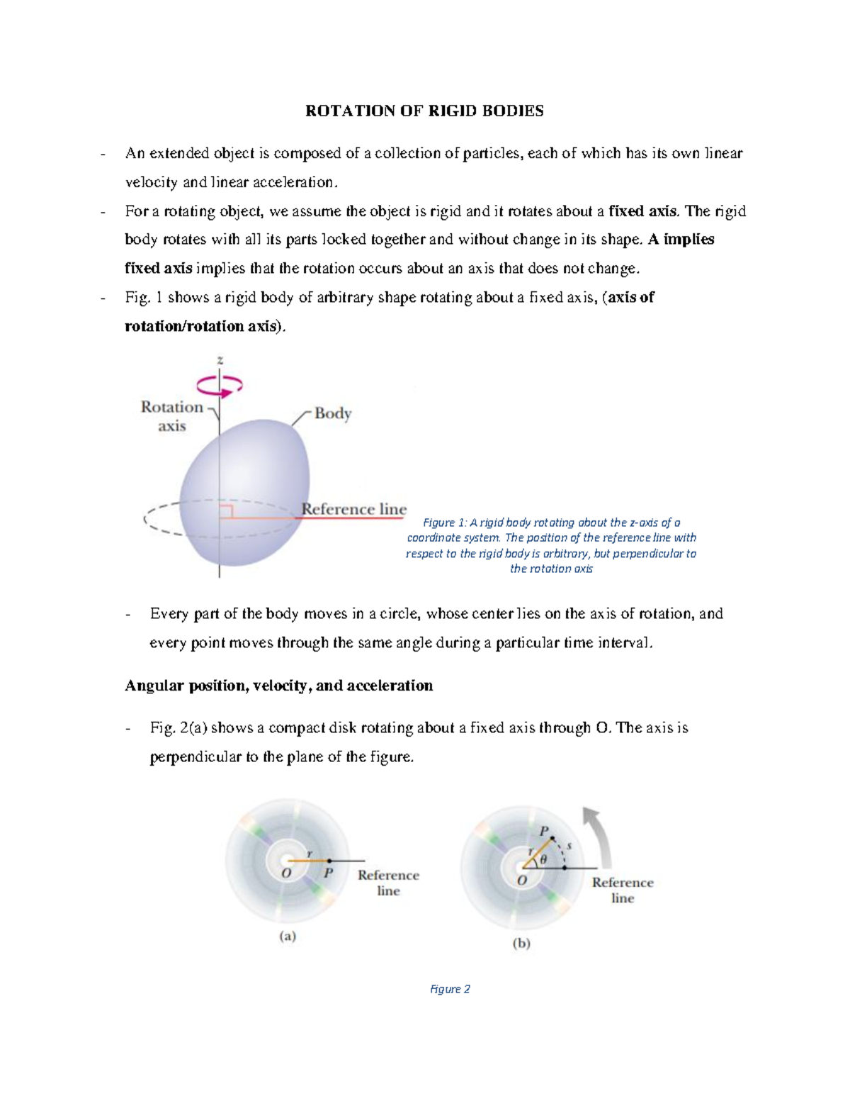Rotation OF Rigid Bodies - ROTATION OF RIGID BODIES An extended object is composed of a ...