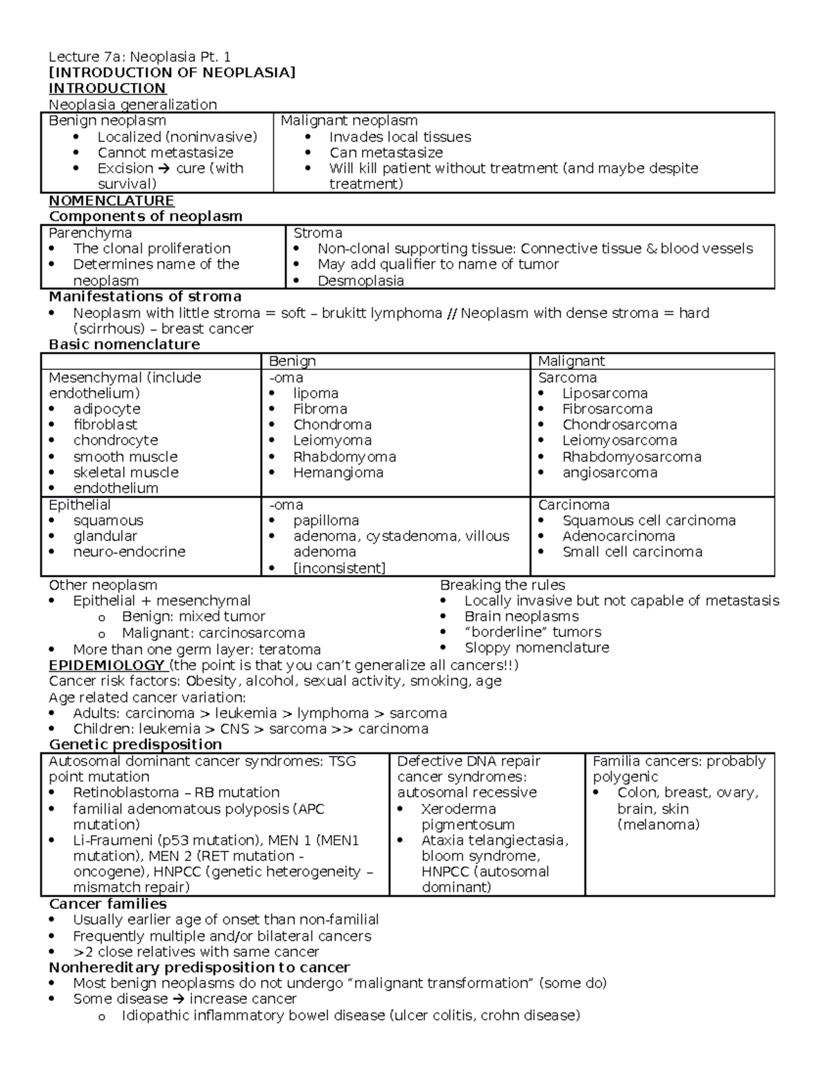 7a - Lecture notes 7 - [INTRODUCTION OF NEOPLASIA] INTRODUCTION ...