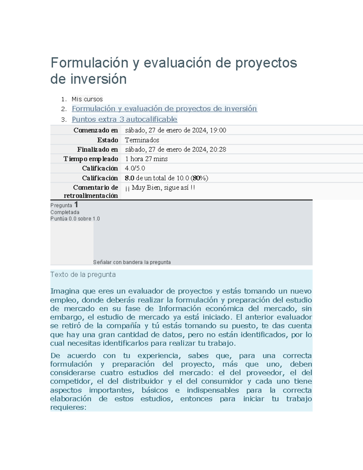 Autocalificable N° 03 Form. y eval. de proy. de inver - Formulación y evaluación de proyectos de ...