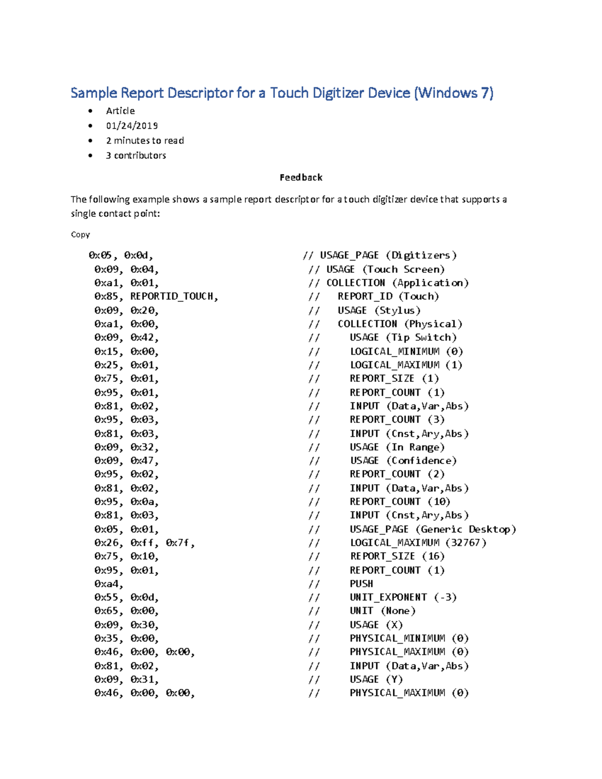Document 32 (82) - Bob - Sample Report Descriptor for a Touch Digitizer ...