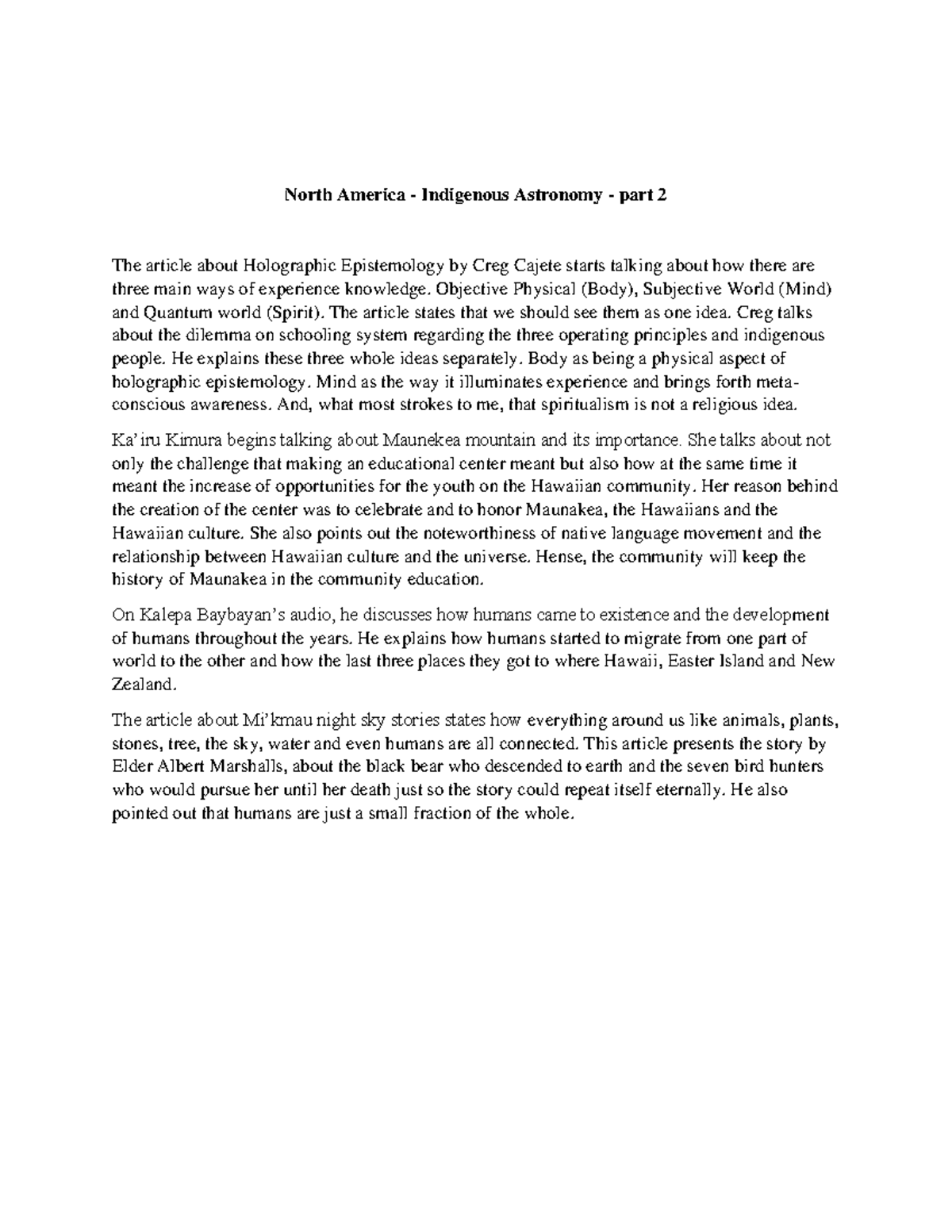 Part 1 R4 North America Indigenous Astronomy - North America ...