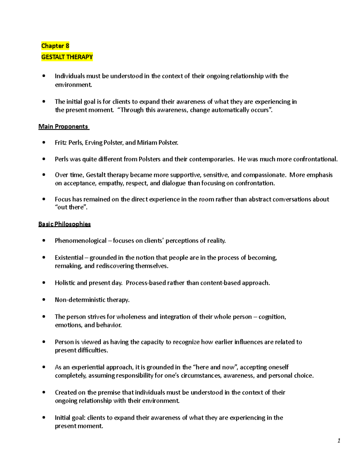 Corey Chapter 8 Gestalt Therapy - Chapter 8 GESTALT THERAPY Individuals ...