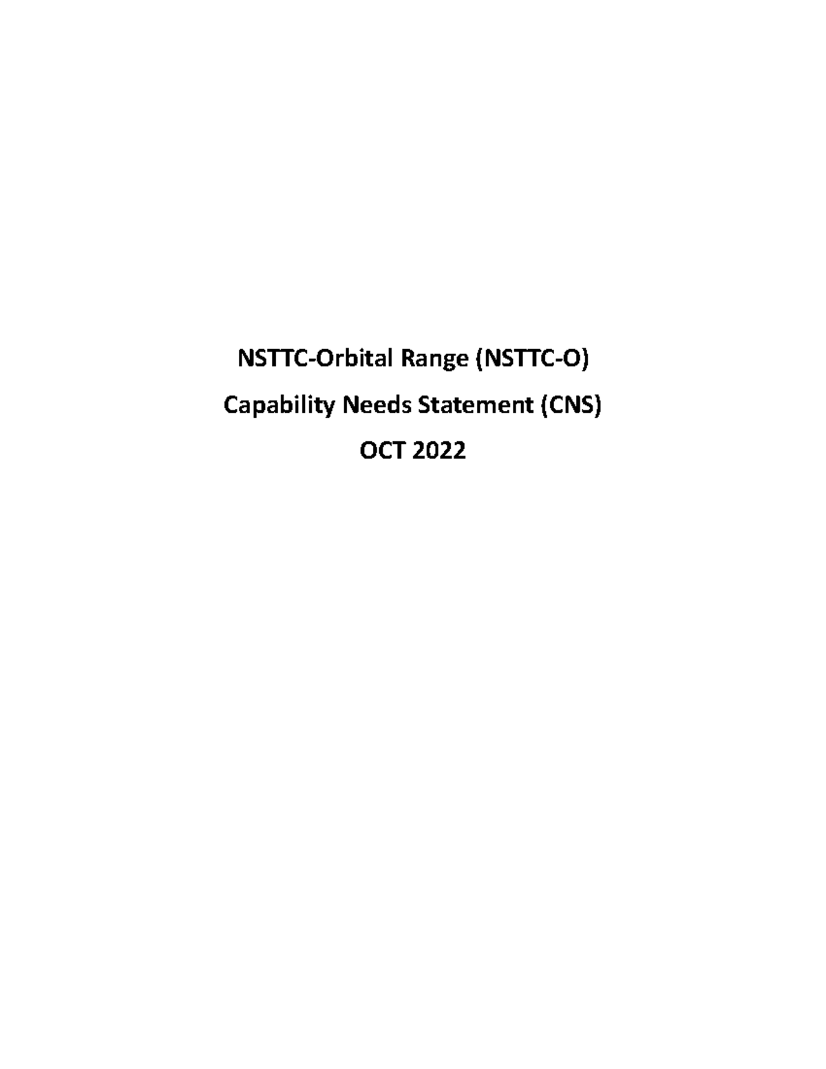 Capability Needs Statement (CNS) Orbital v1 - NSTTC-Orbital Range ...