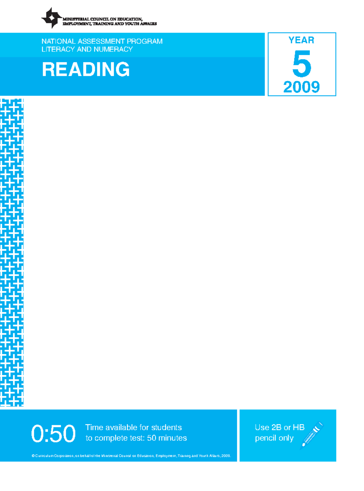 2009 16 Naplan 2009 Final Test Reading Year 5 - © Curriculum ...