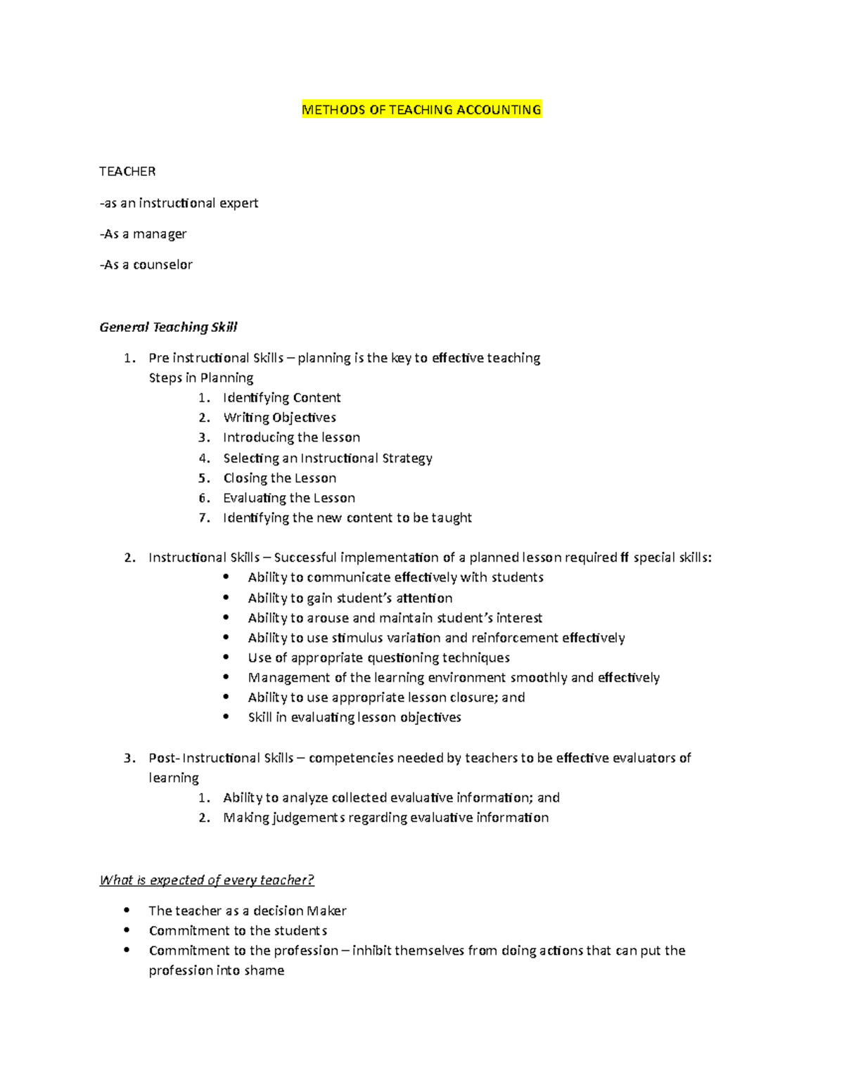 CH 01 The teacher and the teaching profession - METHODS OF TEACHING ...