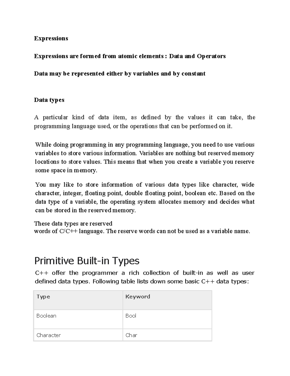 Lecture file 08 - Theory - Expressions Expressions are formed from ...