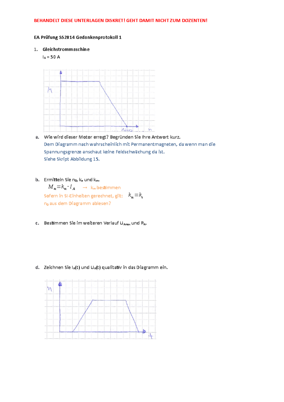 Klausur Sommersemester 2014, Fragen und Antworten - BEHANDELT DIESE UNTERLAGEN DISKRET! GEHT ...