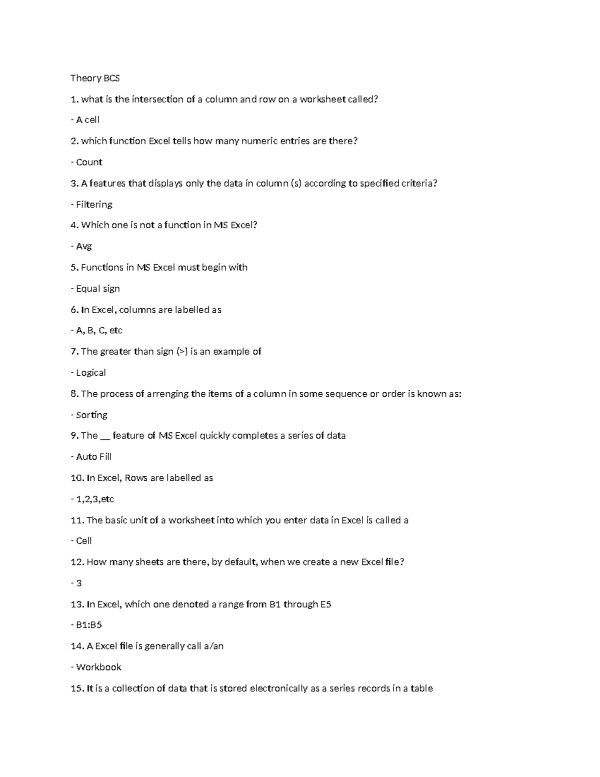 Theory-BCS - useful - Theory BCS what is the intersection of a column ...