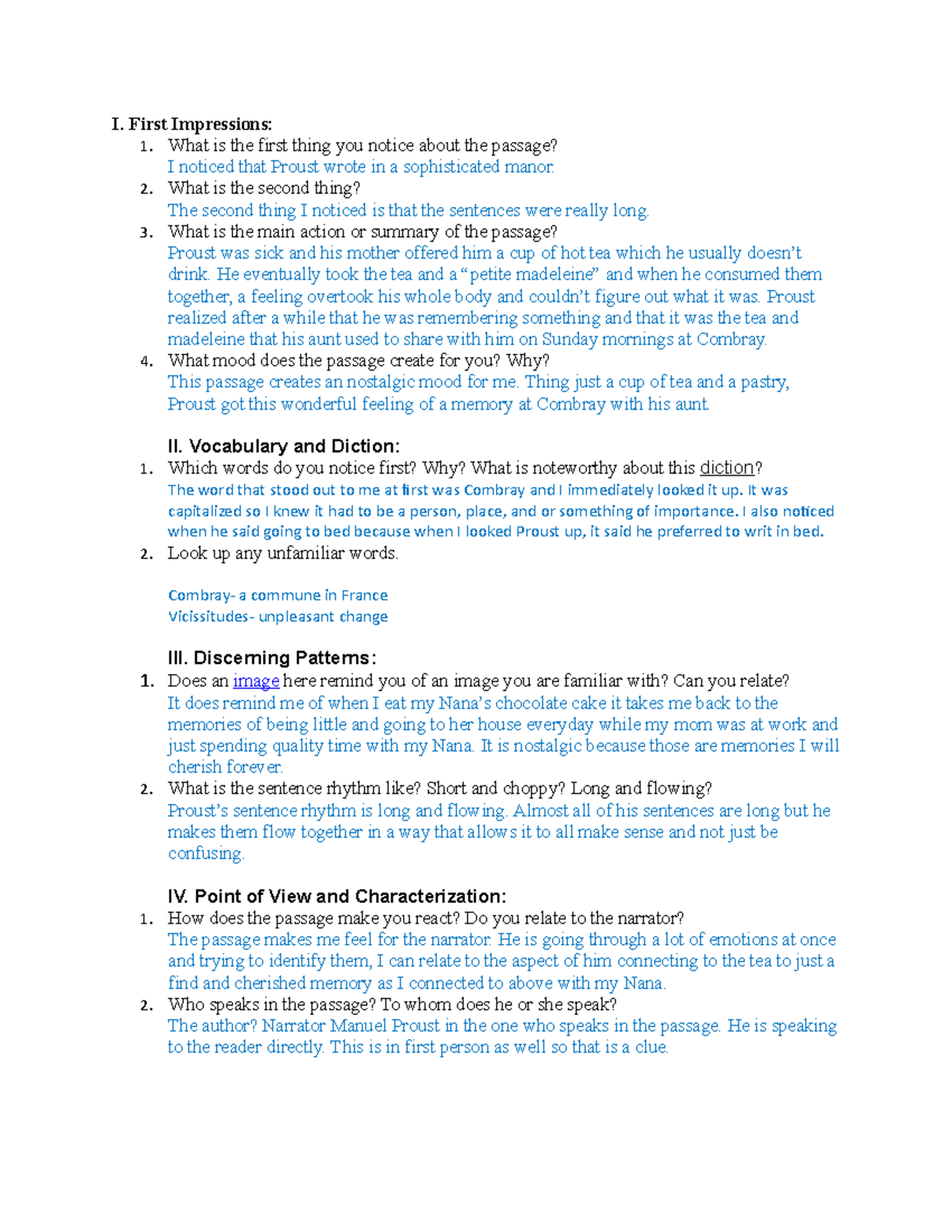 English 201- In Class Reading - I. First Impressions: 1. What is the ...