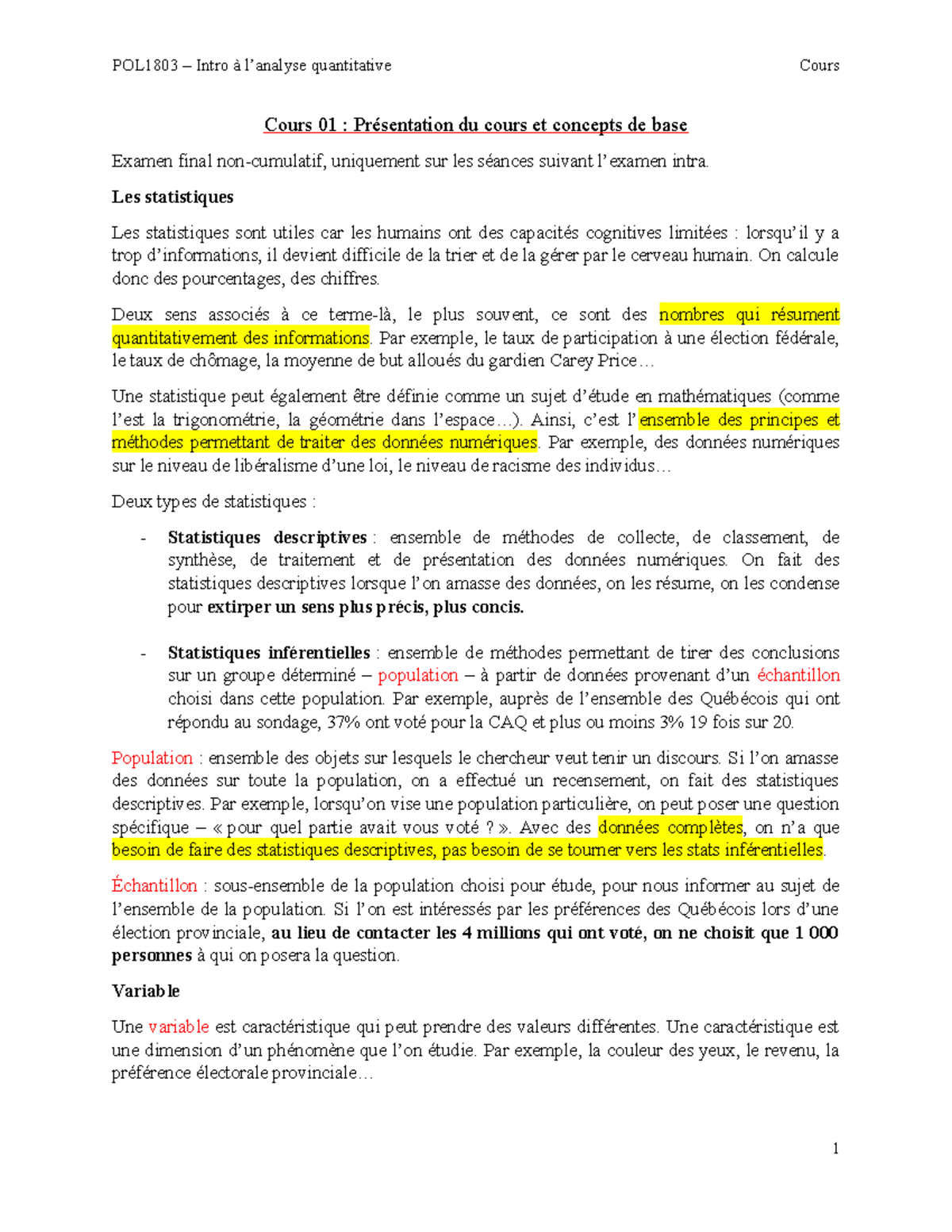 cours jusqu'à l'examen intra - Cours 01 : Présentation du cours et ...