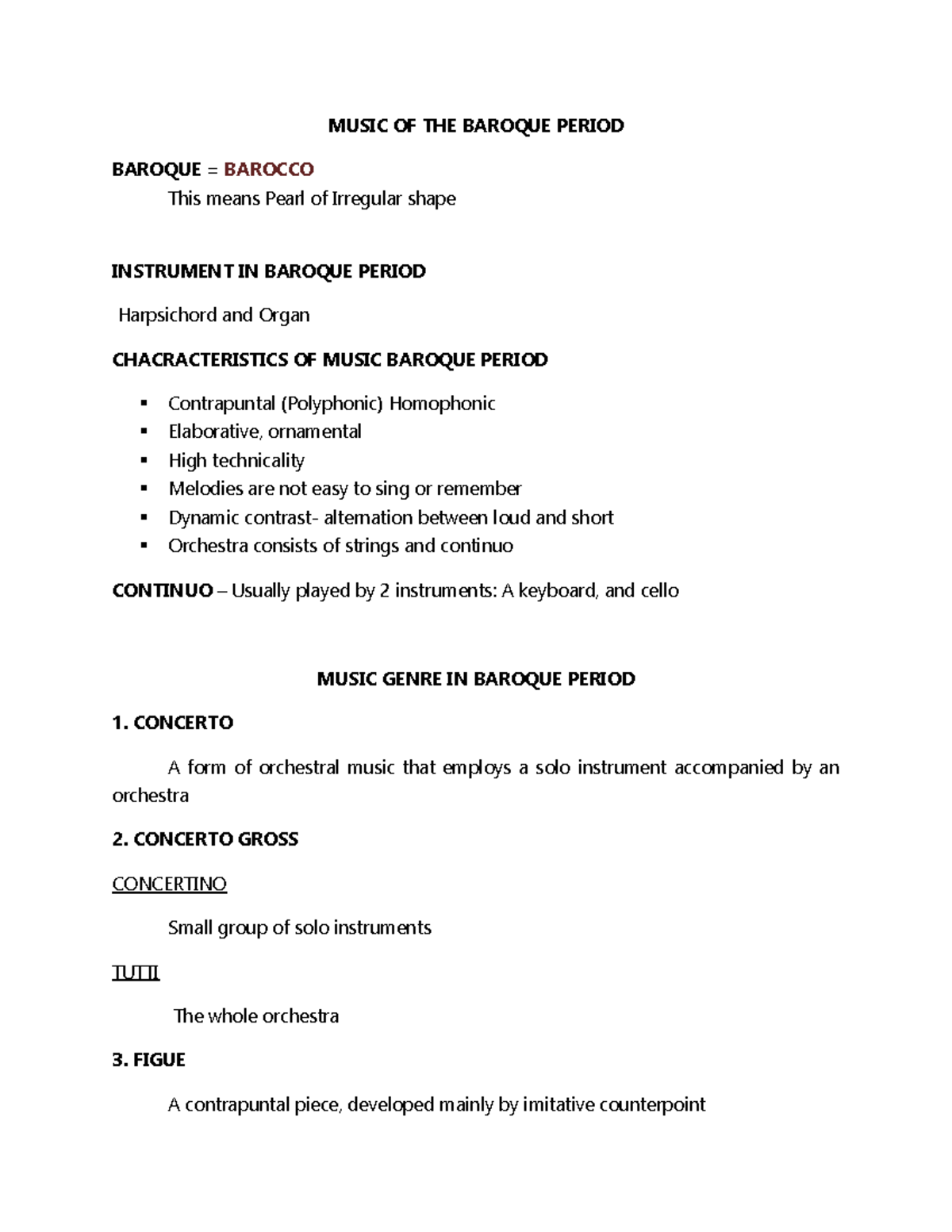 MUSIC OF THE BAROQUE PERIOD ( MAPEH9) - MUSIC OF THE BAROQUE PERIOD ...