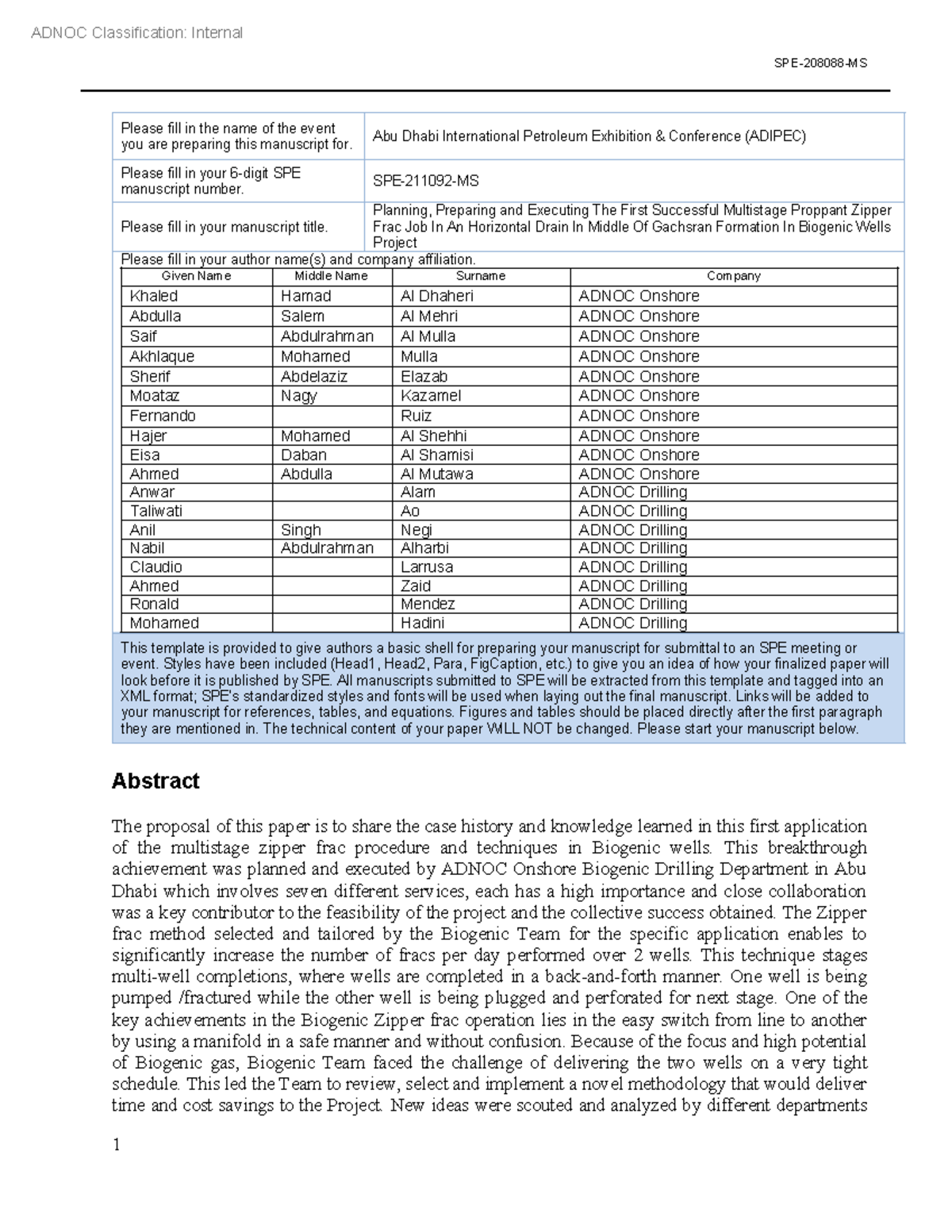 1. Draft Manuscript SPE-211092-MS - ADNOC Classification: Internal ...