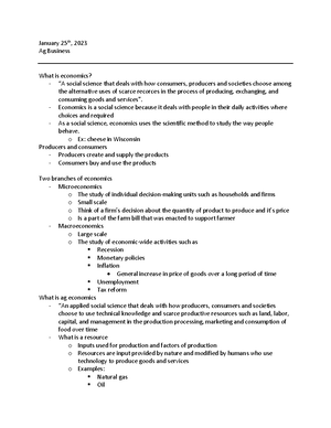 Intro to agribusiness 2-8 - Intro to ag business February 8th, 2023 Business structures and ...