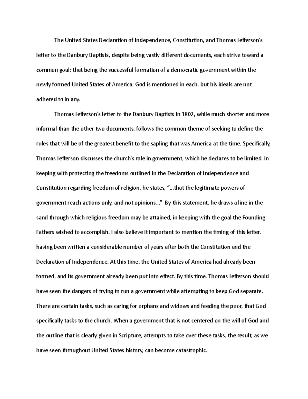 Comparison Paper Draft - The United States Declaration of Independence ...