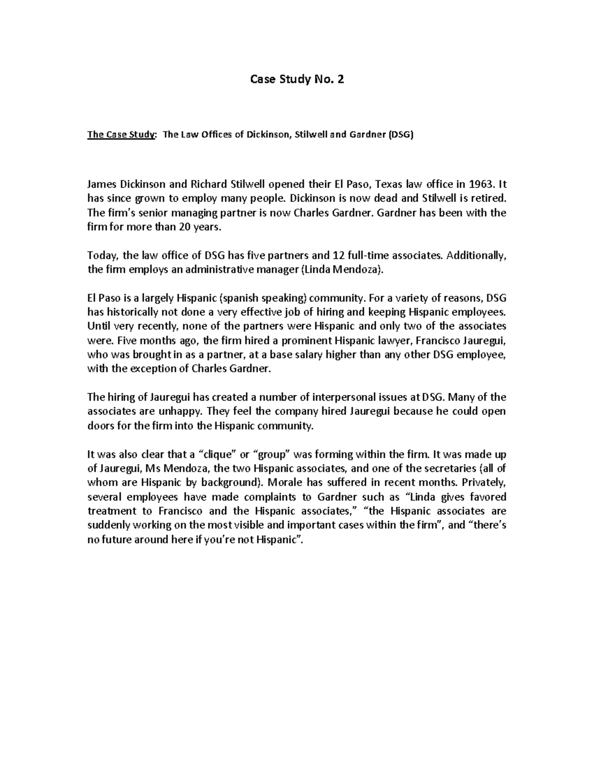 Case study 2 - DSG Law Firm - Case Study No. 2 The Case Study: The Law ...