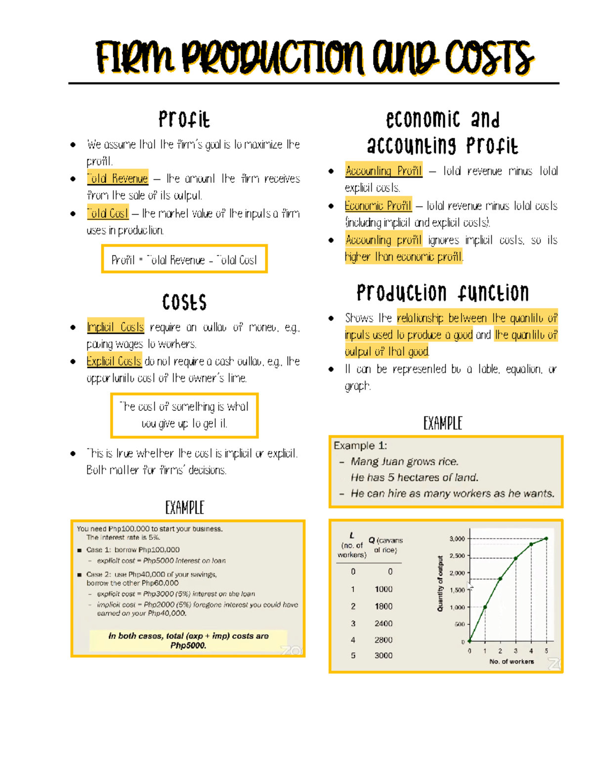 Econ 100.2 Firm Production and Costs - FIRM PRODUCTION AND COSTS FIRM ...